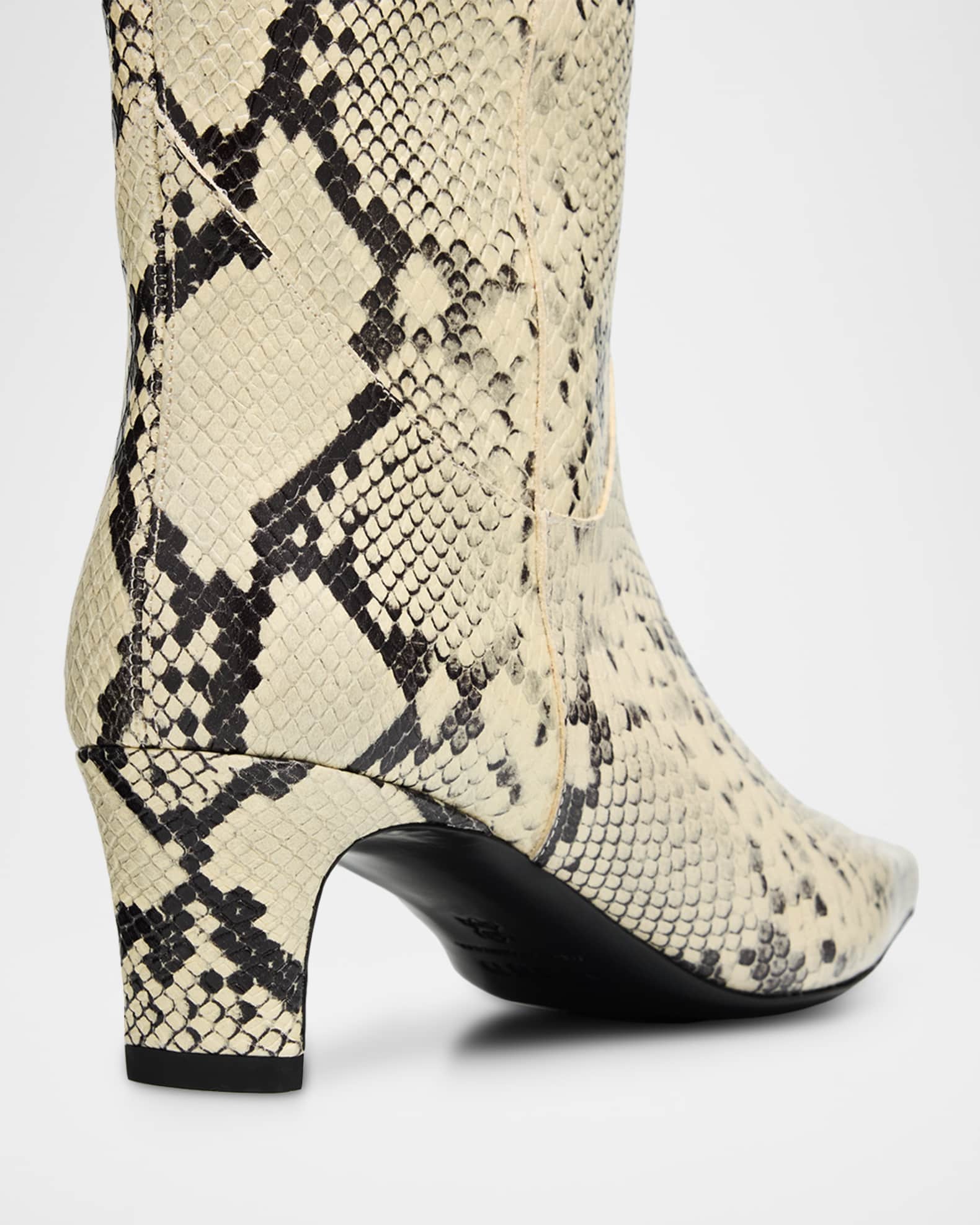 STAUD Western Wally Snake-Embossed Leather Knee-High Boots | Neiman Marcus