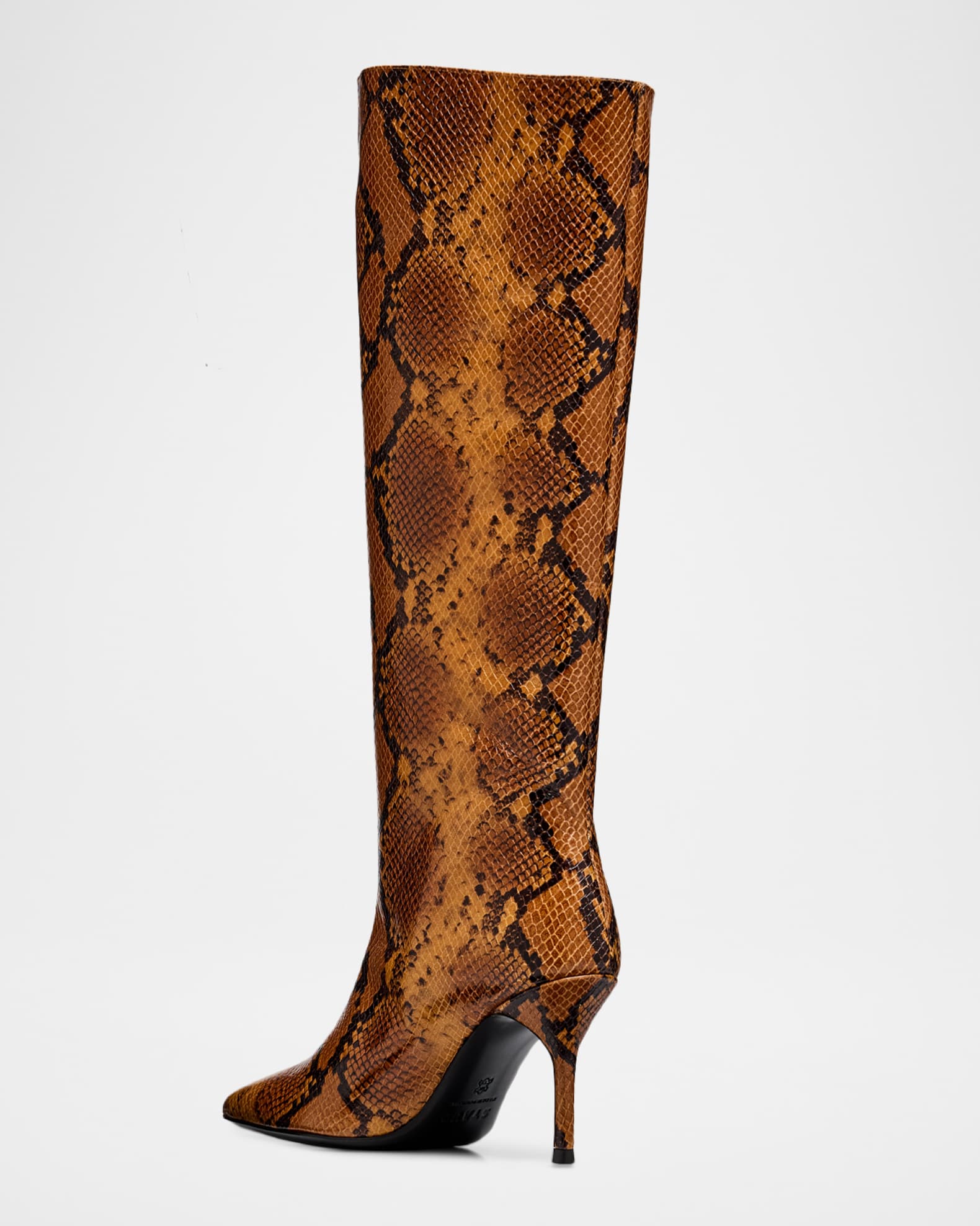 STAUD Sebastian Snake-Embossed Leather Knee-High Boots | Neiman Marcus
