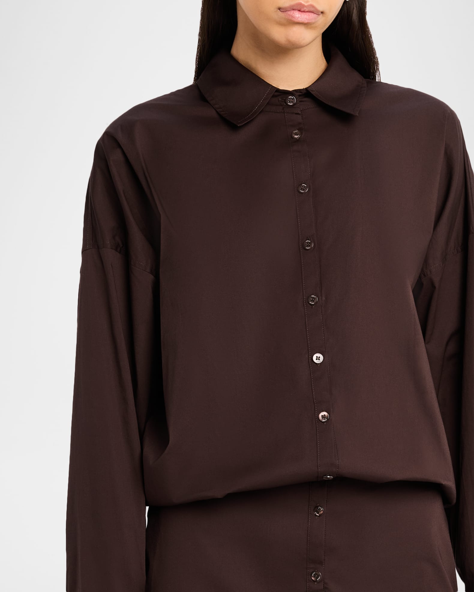 STAUD Cynthia Stretch-Cotton Mini Shirtdress | Neiman Marcus