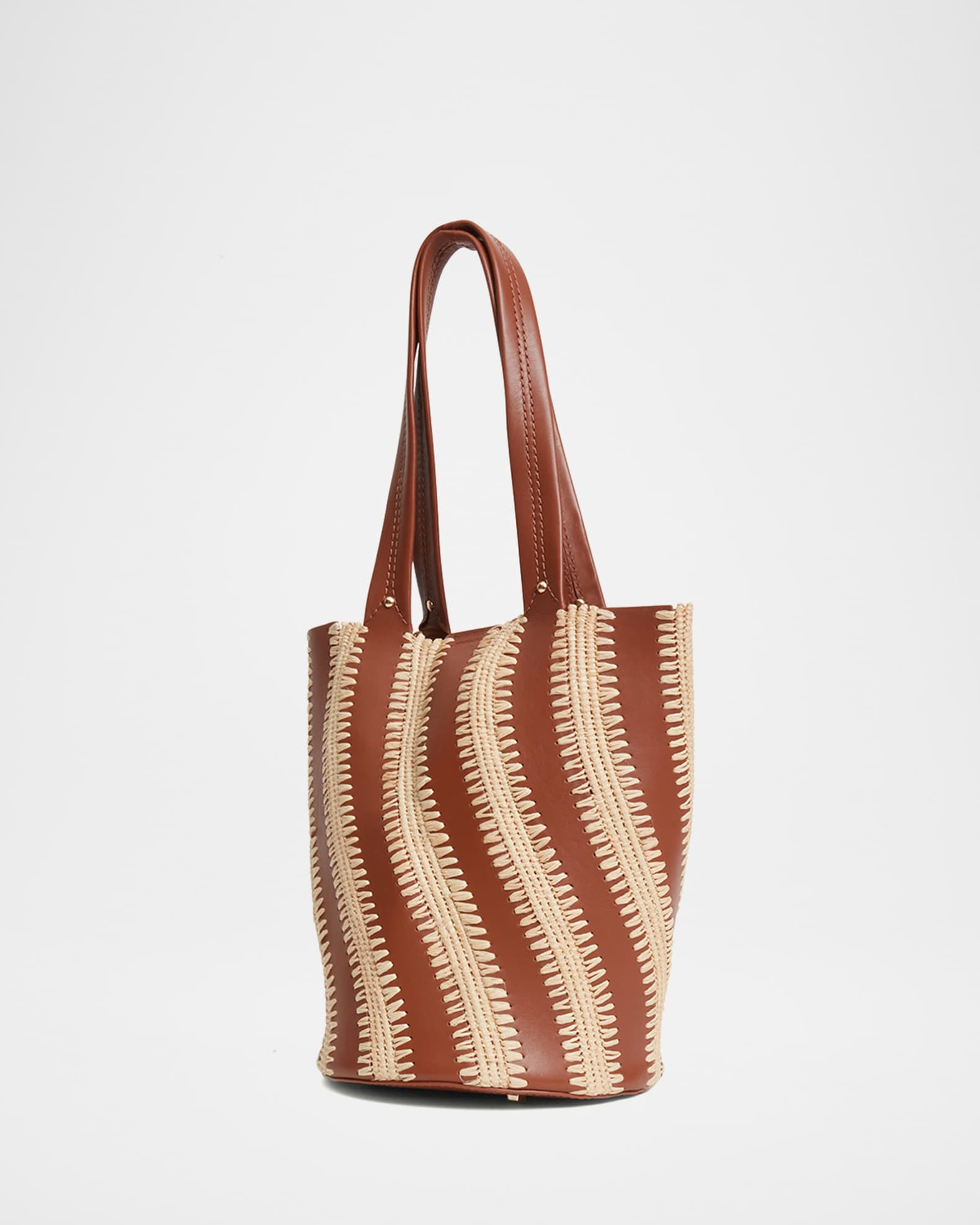 SIMKHAI Talia Raffia-Embroidered Leather Tote Bag | Neiman Marcus