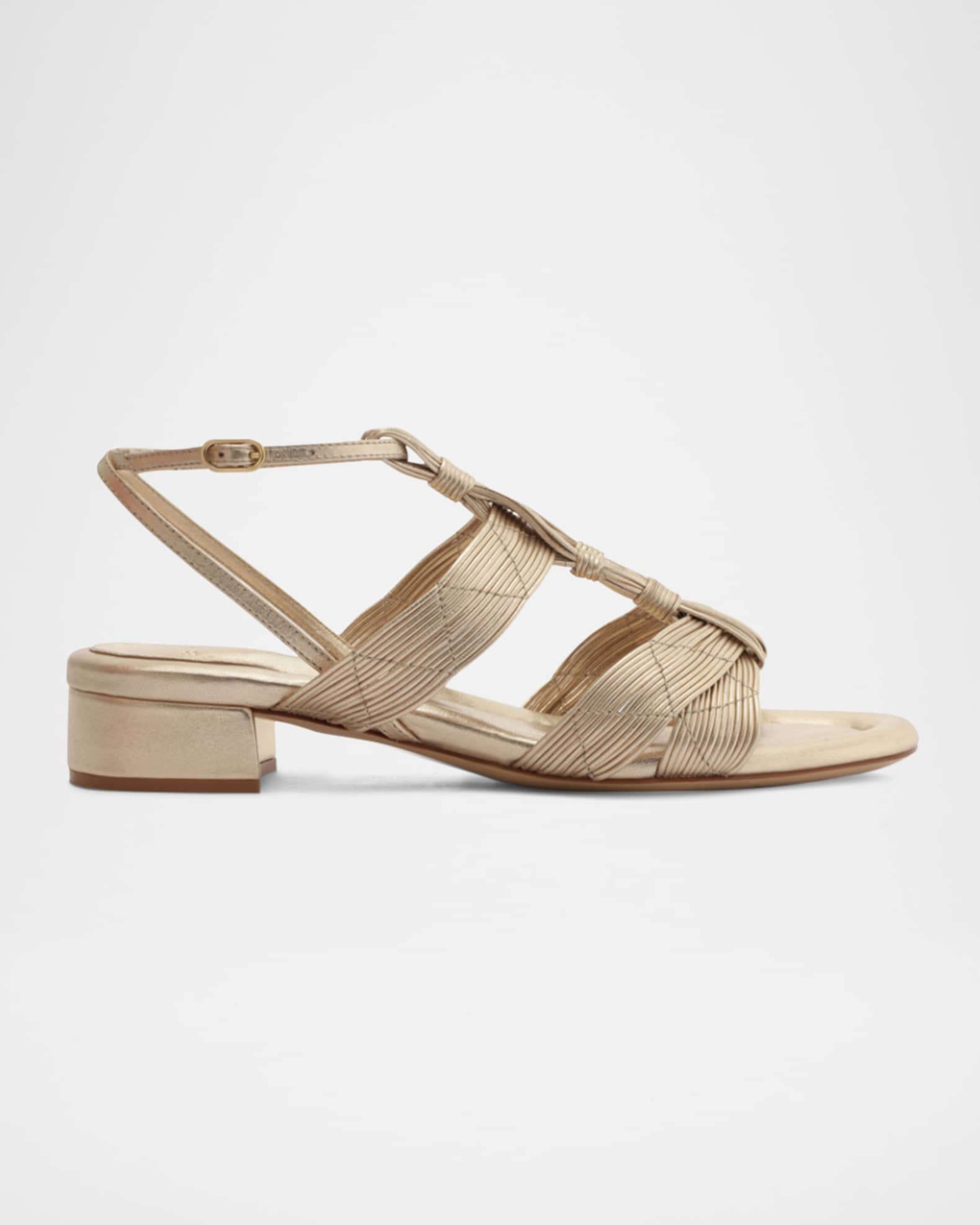 Alexandre Birman Olga Metallic Leather Block-Heel Strappy Sandals ...