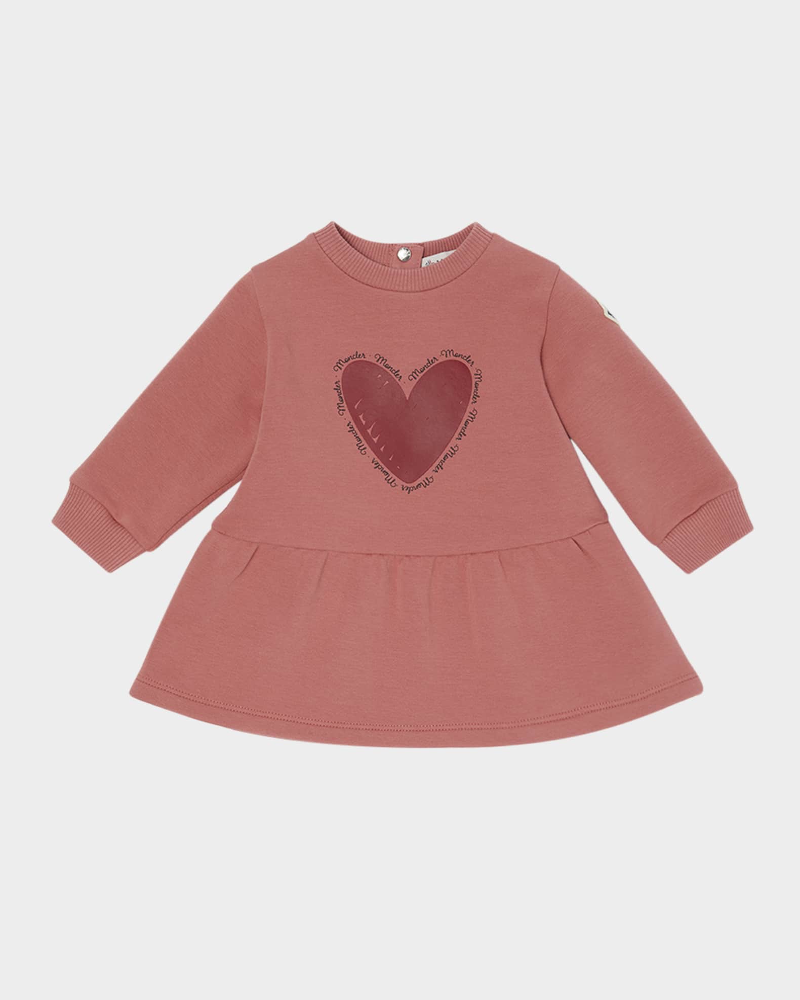 Moncler Girl's Heart Logo-Print Sweatshirt Dress, Size 6M-3 | Neiman Marcus