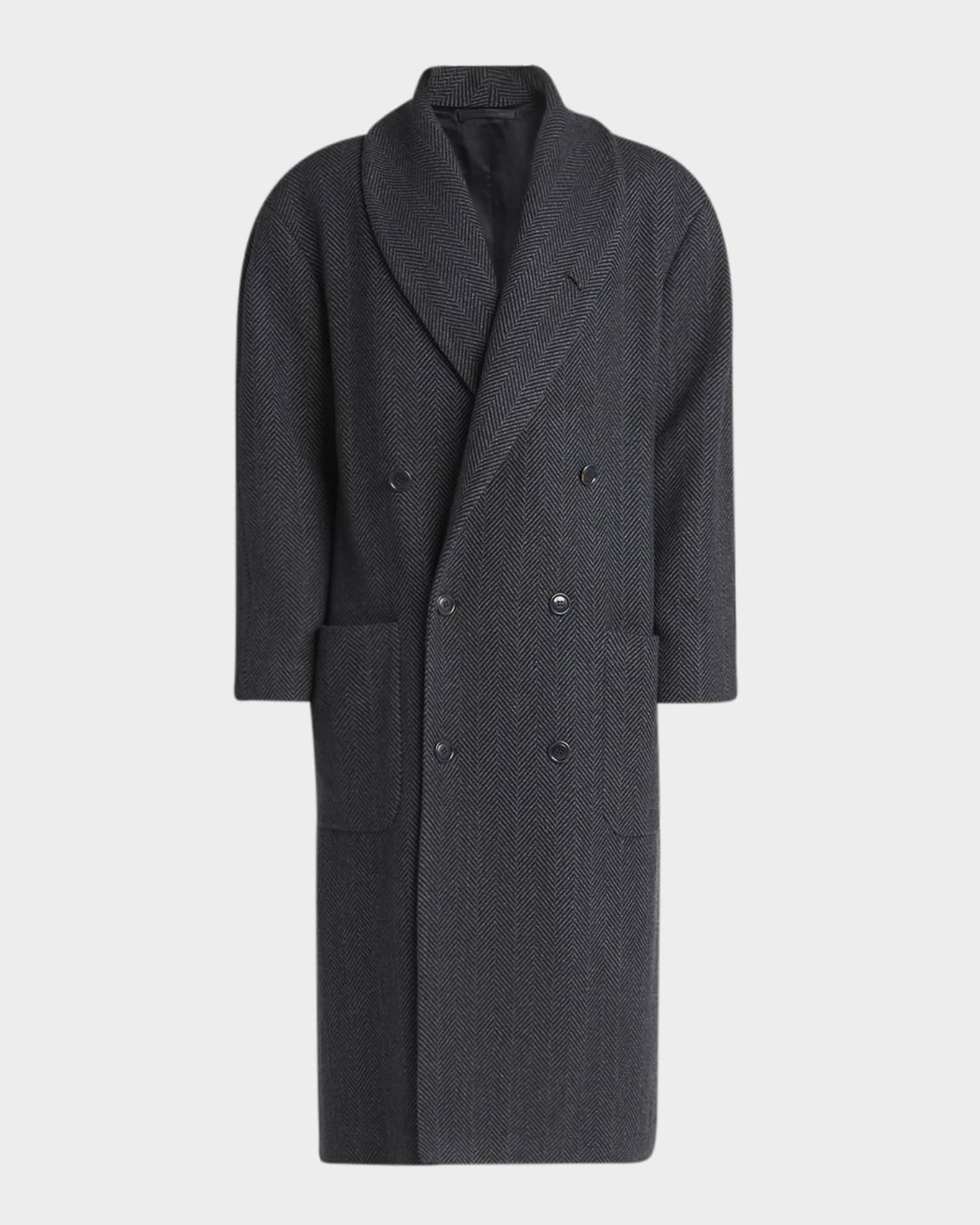 Giorgio Armani Men's Cashmere Herringbone Double-Breasted Overcoat ...