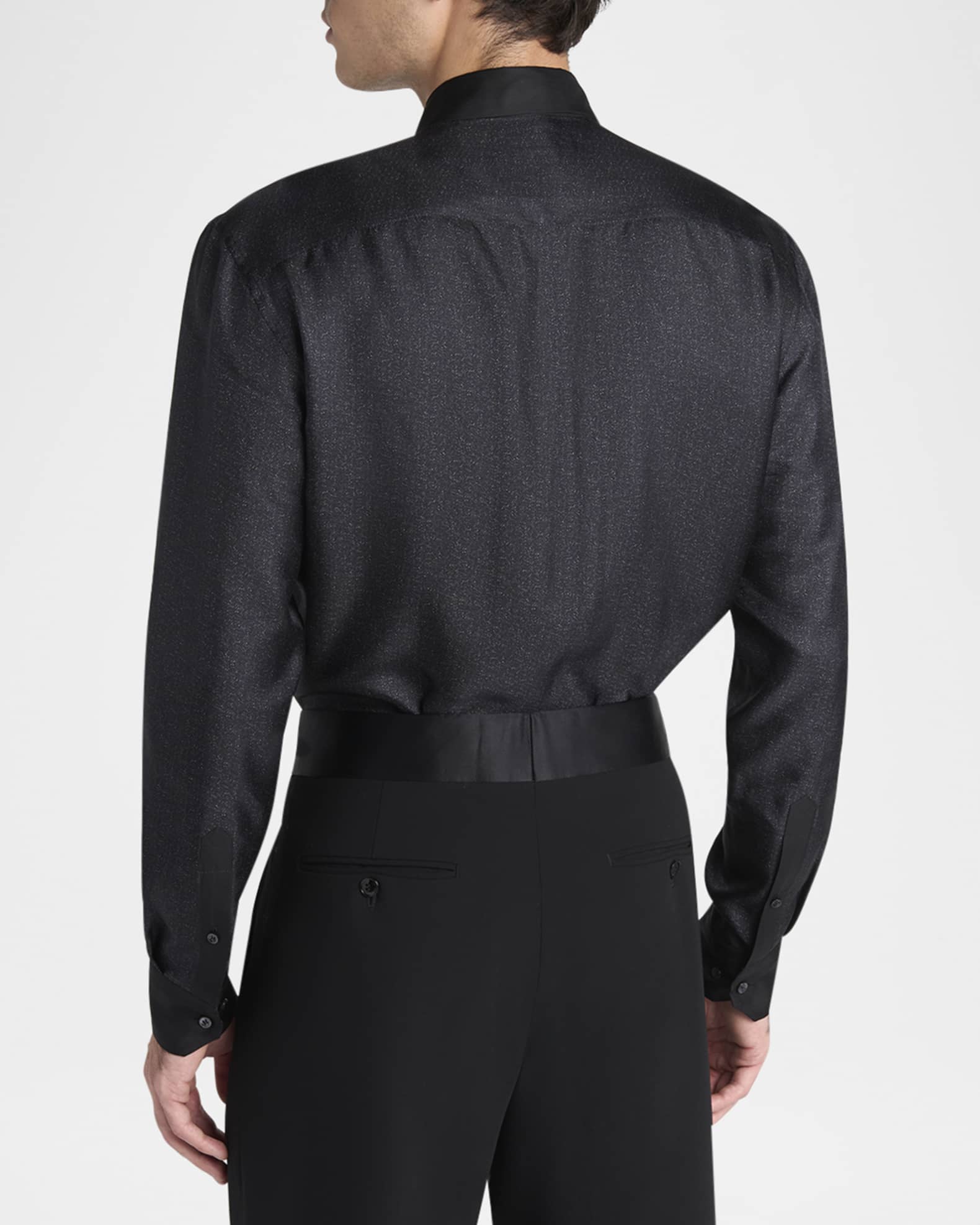 Giorgio Armani Men's Silk Twill Micro-Diagonal Placket Dress Shirt ...