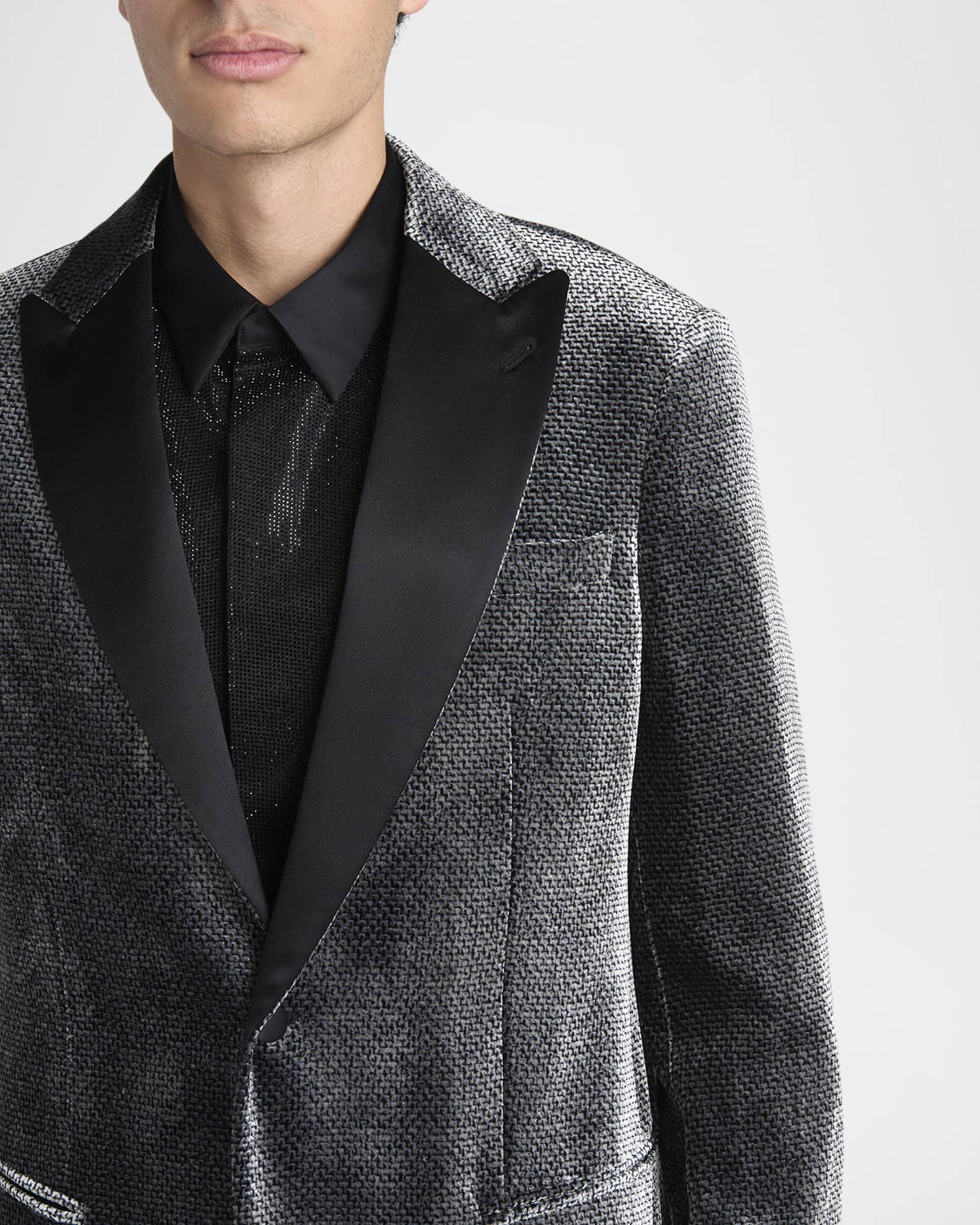 Giorgio Armani Men's Velvet-Effect Peak Lapel Dinner Jacket | Neiman Marcus