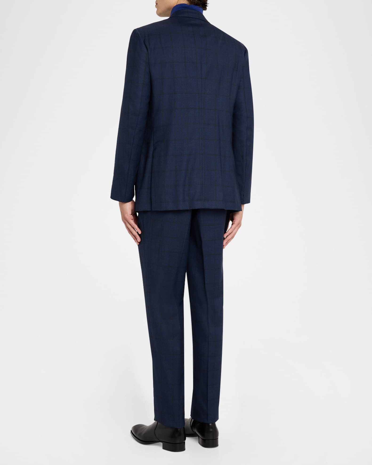 Isaia Men's Wool Windowpane Plaid Two-Piece Suit | Neiman Marcus