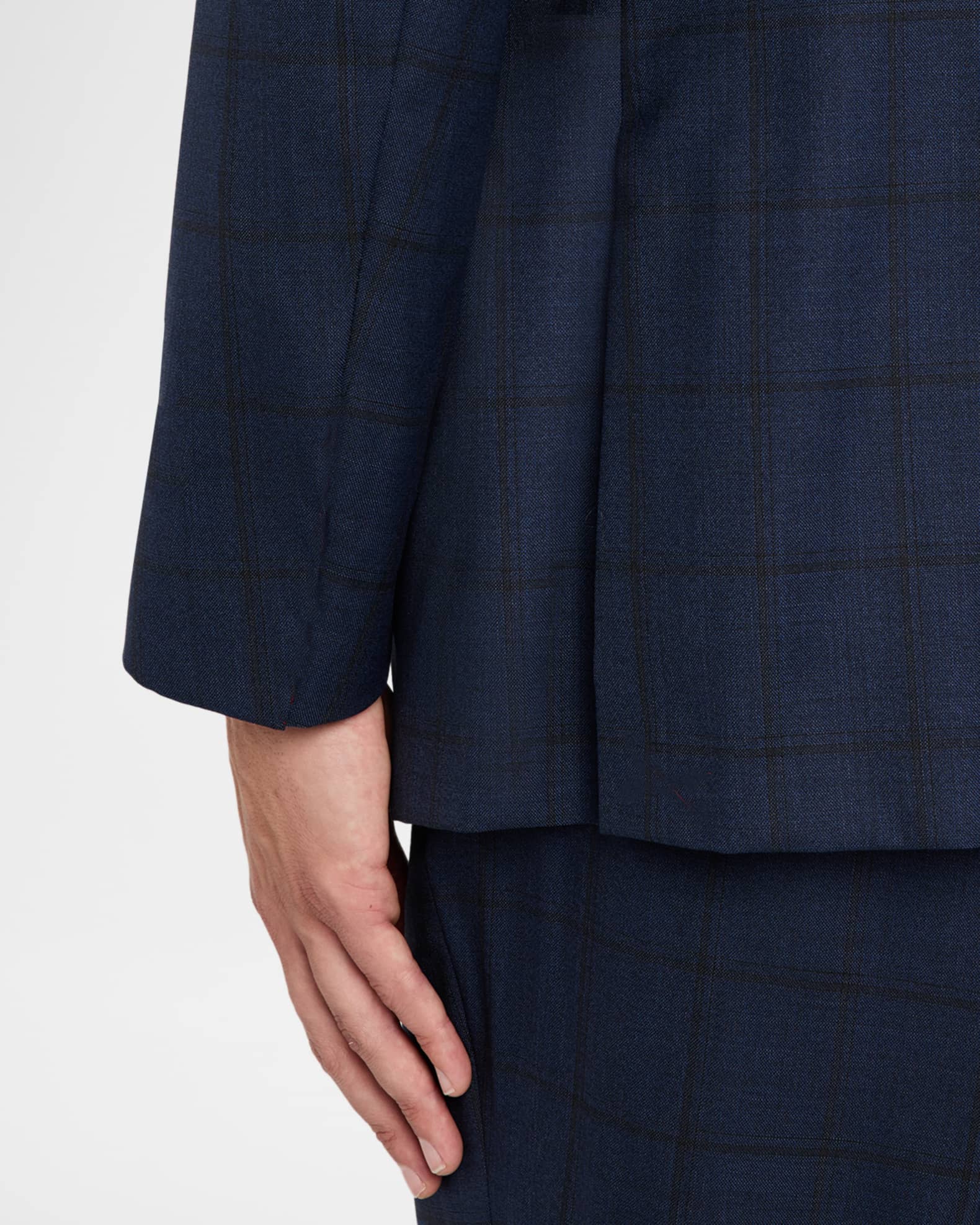 Isaia Men's Wool Windowpane Plaid Two-Piece Suit | Neiman Marcus