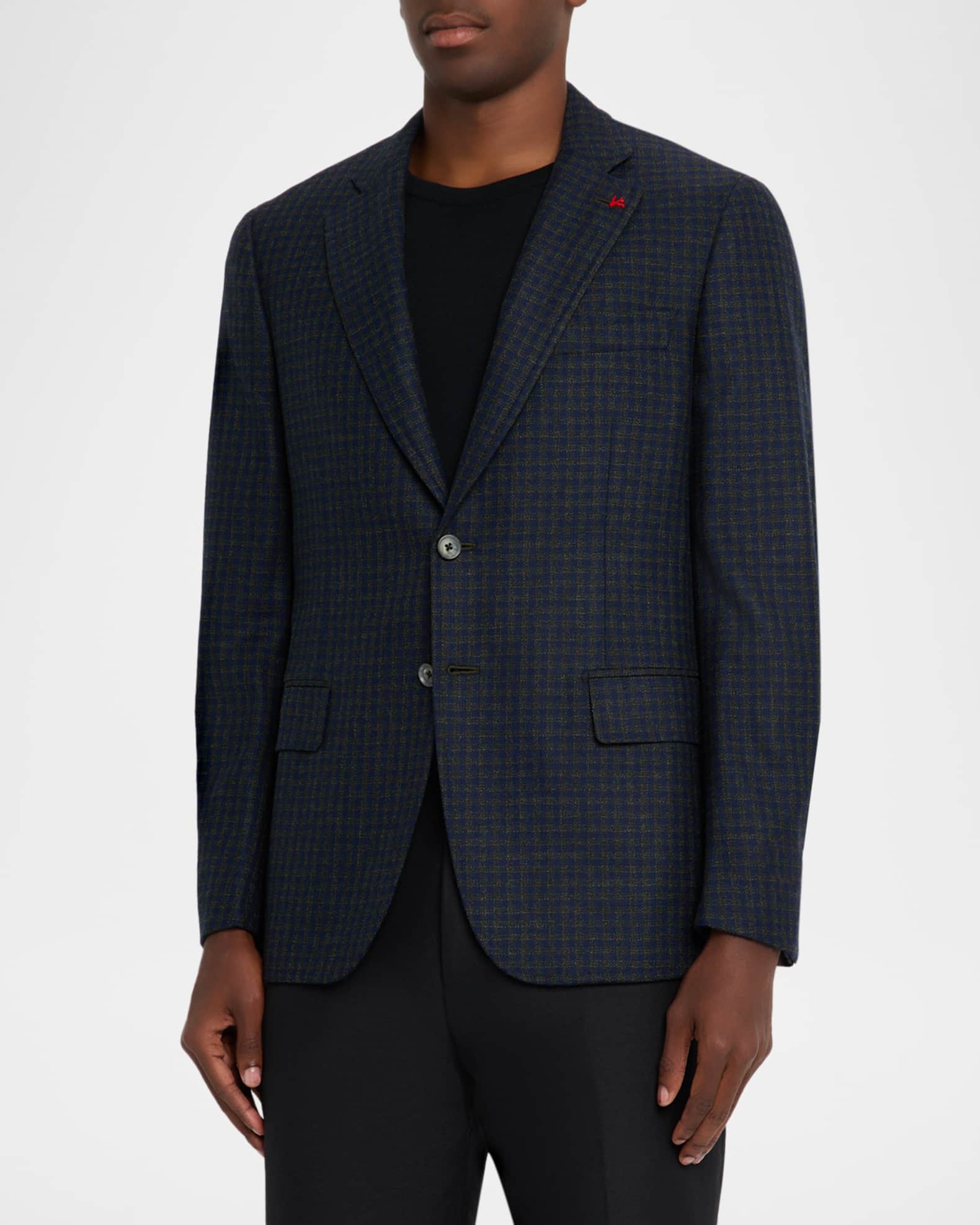 Isaia Men's Check Wool Single-Breasted Sport Coat | Neiman Marcus