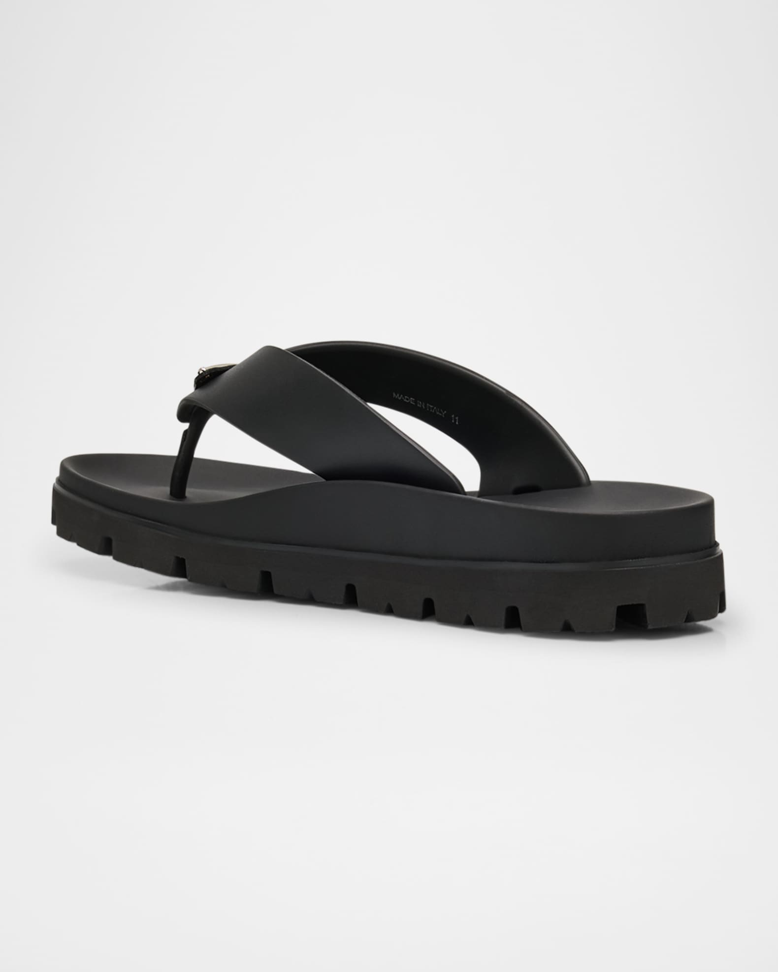Prada Men's Triangle Logo Thong Sandals | Neiman Marcus