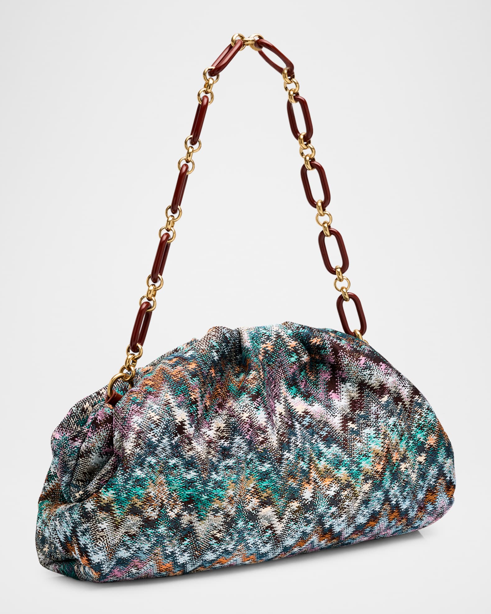Missoni Ruched Zigzag Canvas Pouch Bag | Neiman Marcus