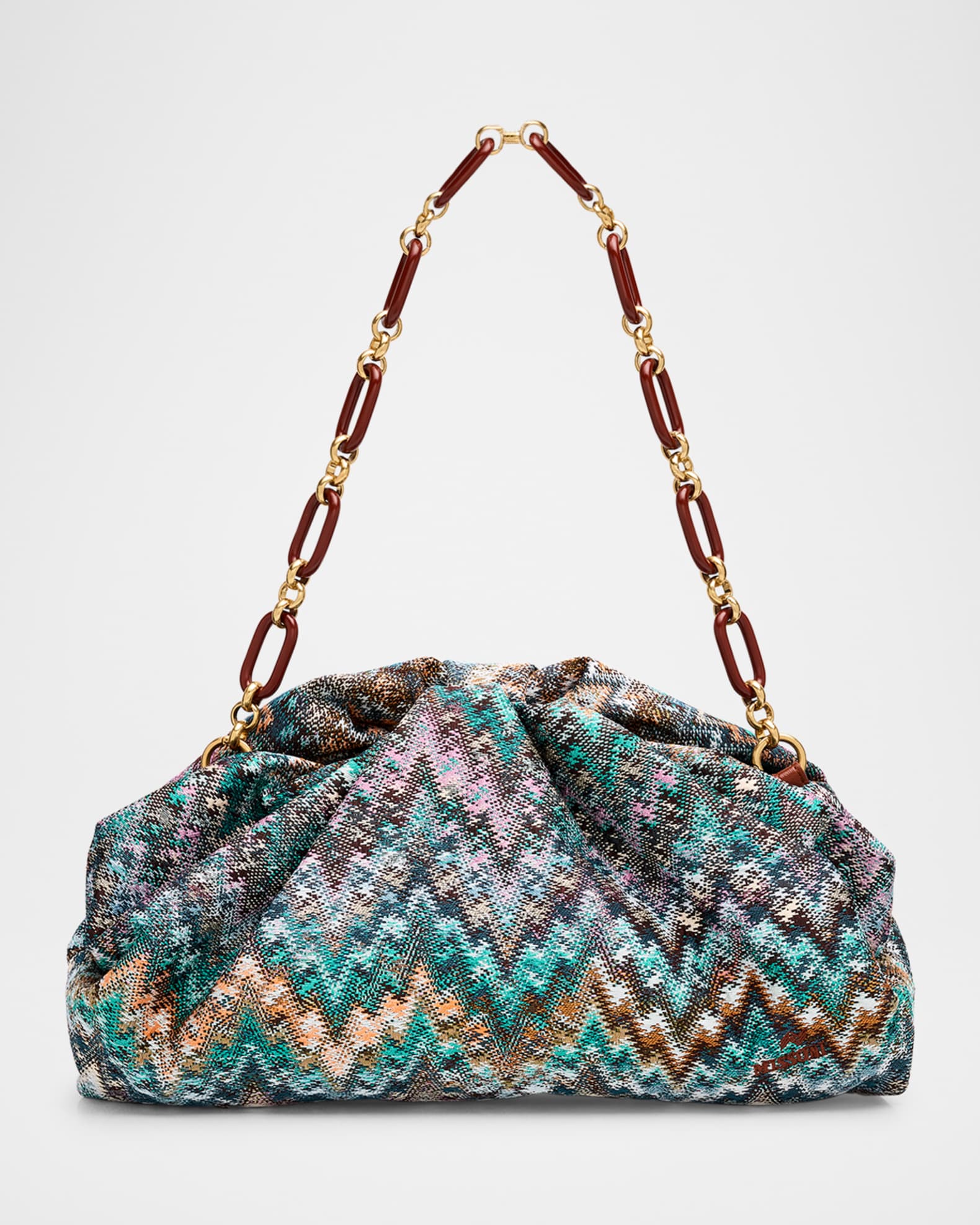 Missoni Ruched Zigzag Canvas Pouch Bag | Neiman Marcus