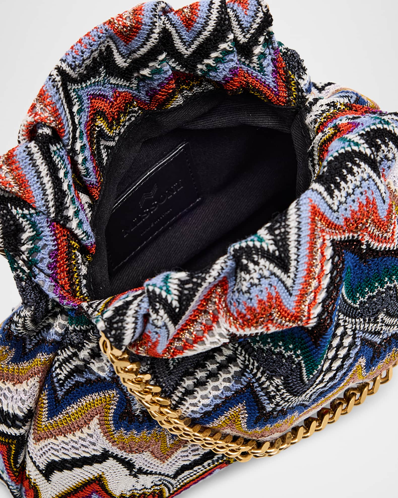 Missoni Drawstring Zigzag Knit Pouch Bag | Neiman Marcus