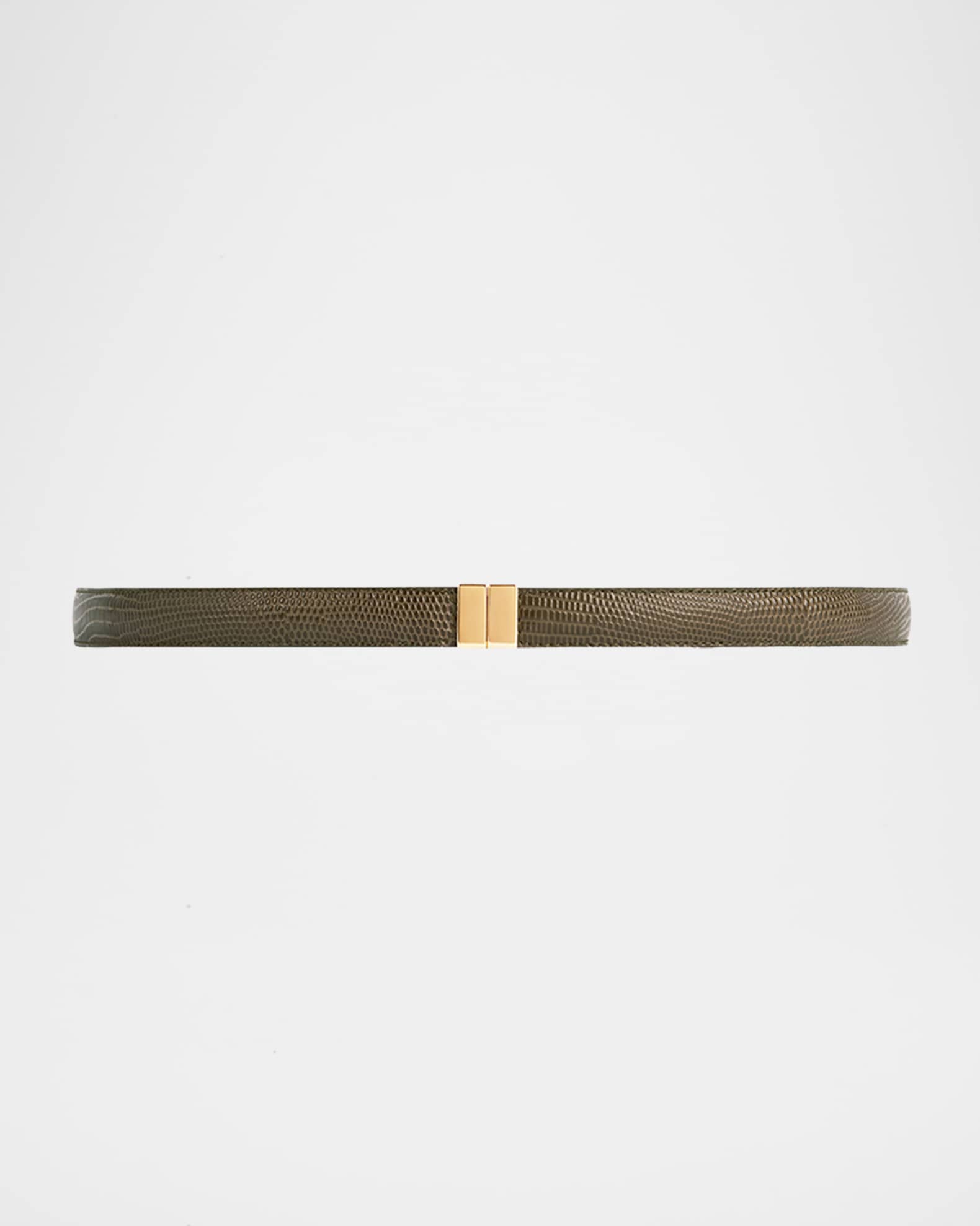 Toteme Slide Clasp Lizard-Embossed Leather Belt | Neiman Marcus