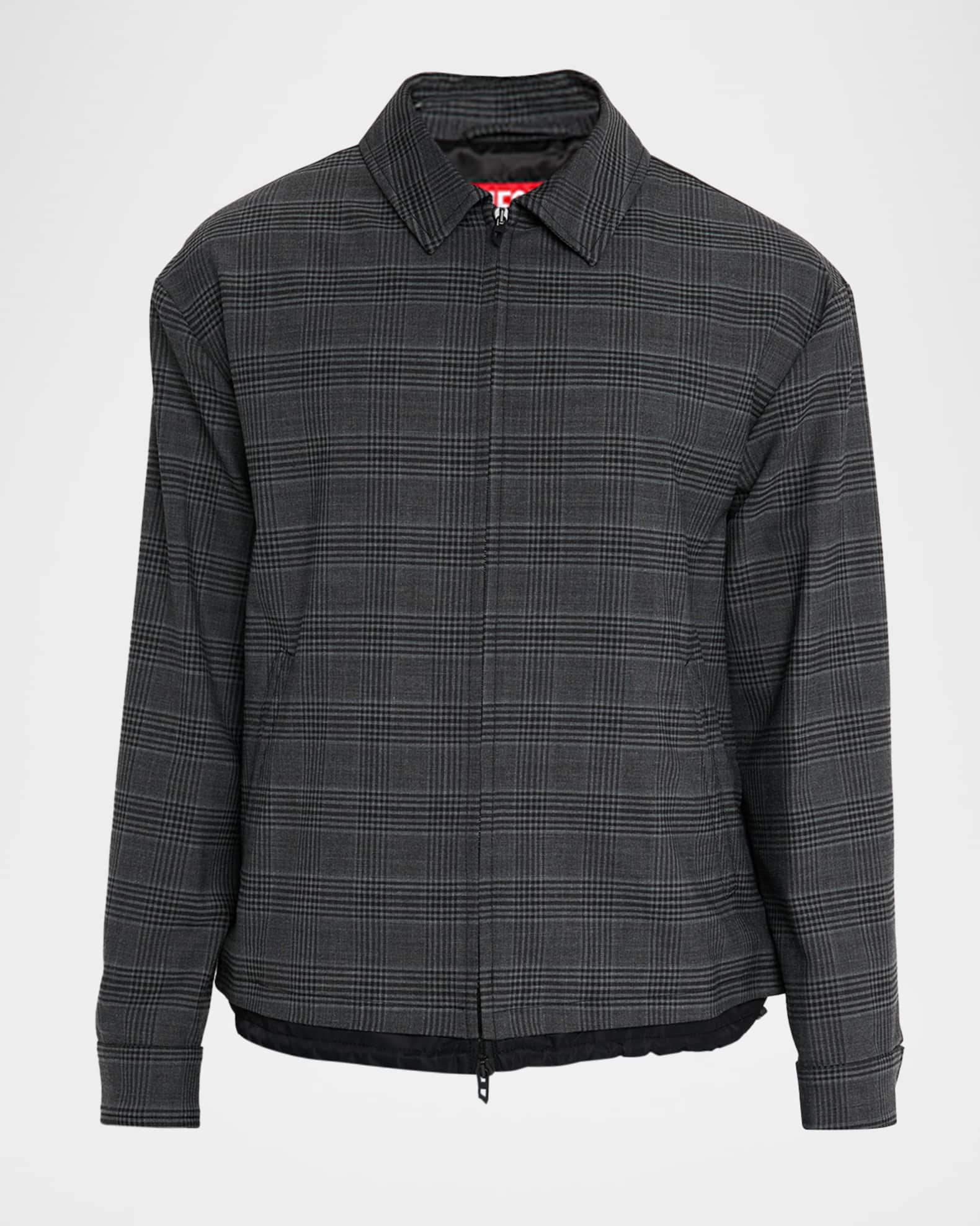 Diesel Men's J-Ting Satin and Prince of Wales Full-Zip Coach Jacket ...