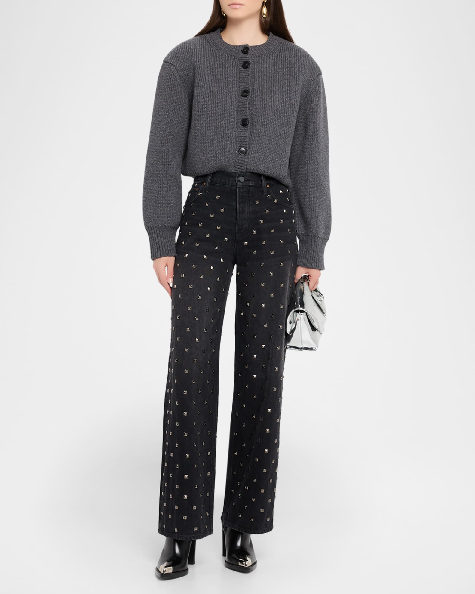 MOTHER The Smoothie Sneak Studded Jeans | Neiman Marcus