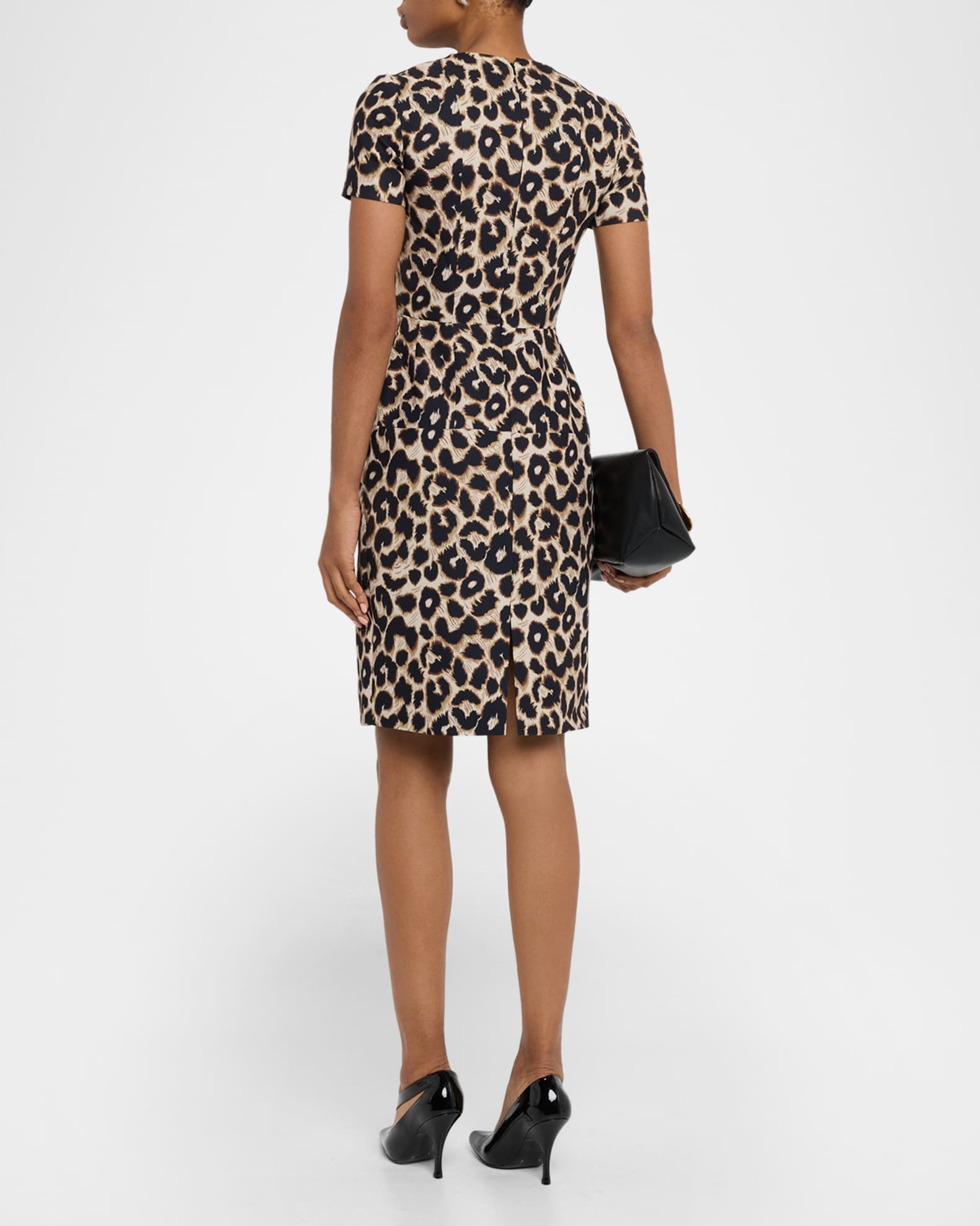 Dice Kayek Leopard-Print Short-Sleeve Sheath Dress | Neiman Marcus