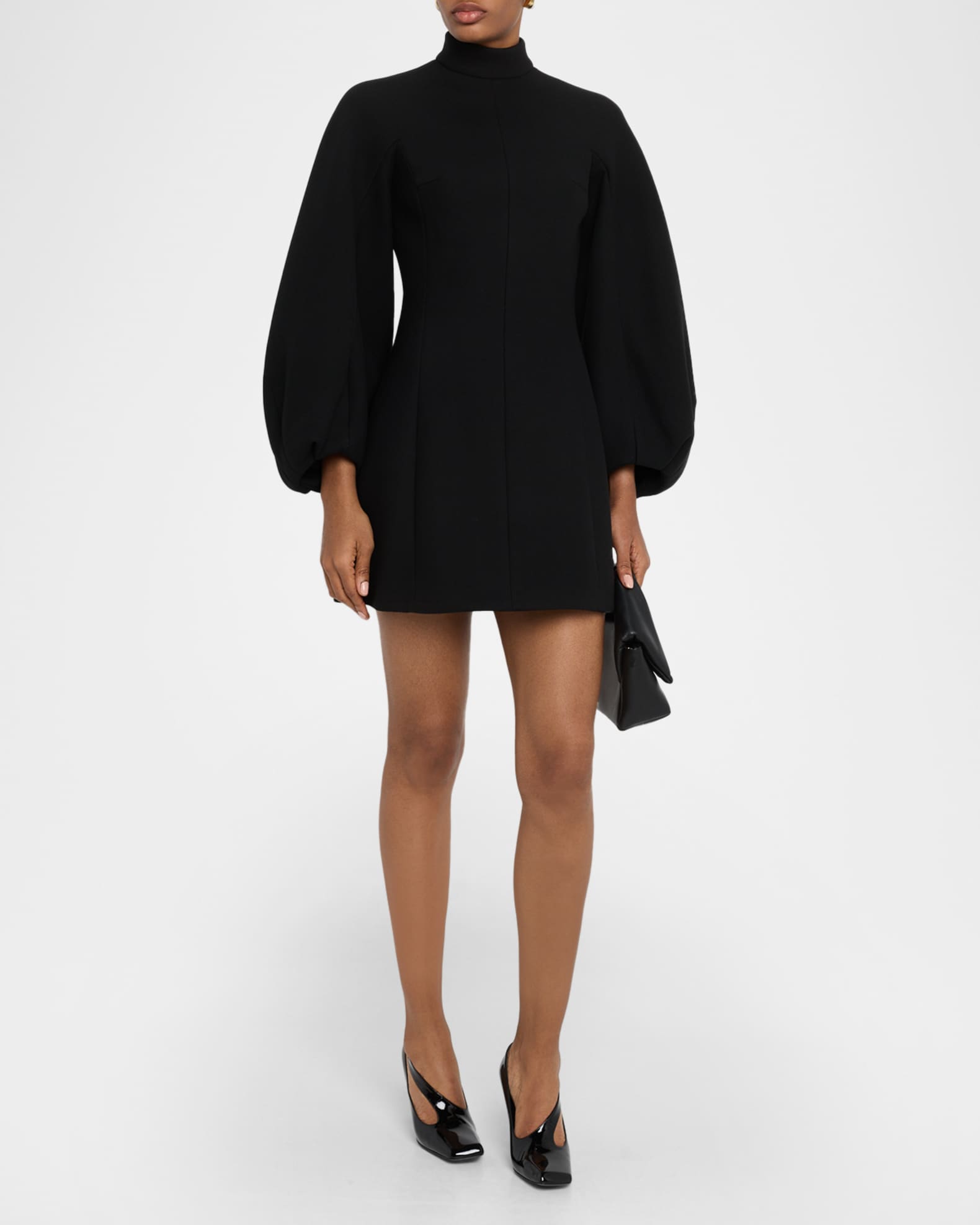 Dice Kayek High-Neck Balloon-Sleeve Mini Dress | Neiman Marcus