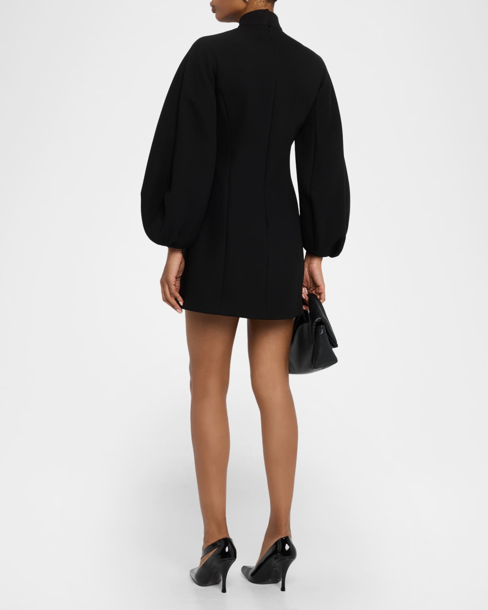Dice Kayek High-Neck Balloon-Sleeve Mini Dress | Neiman Marcus