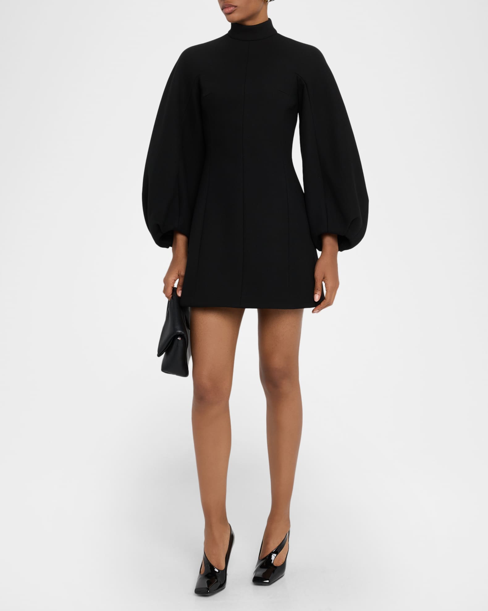 Dice Kayek High-Neck Balloon-Sleeve Mini Dress | Neiman Marcus