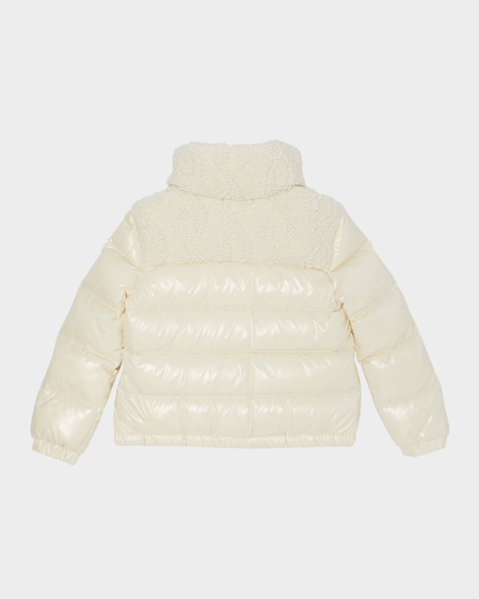 Moncler Girl's Dima Textured Yoke Down Jacket, Size 4-6 | Neiman Marcus