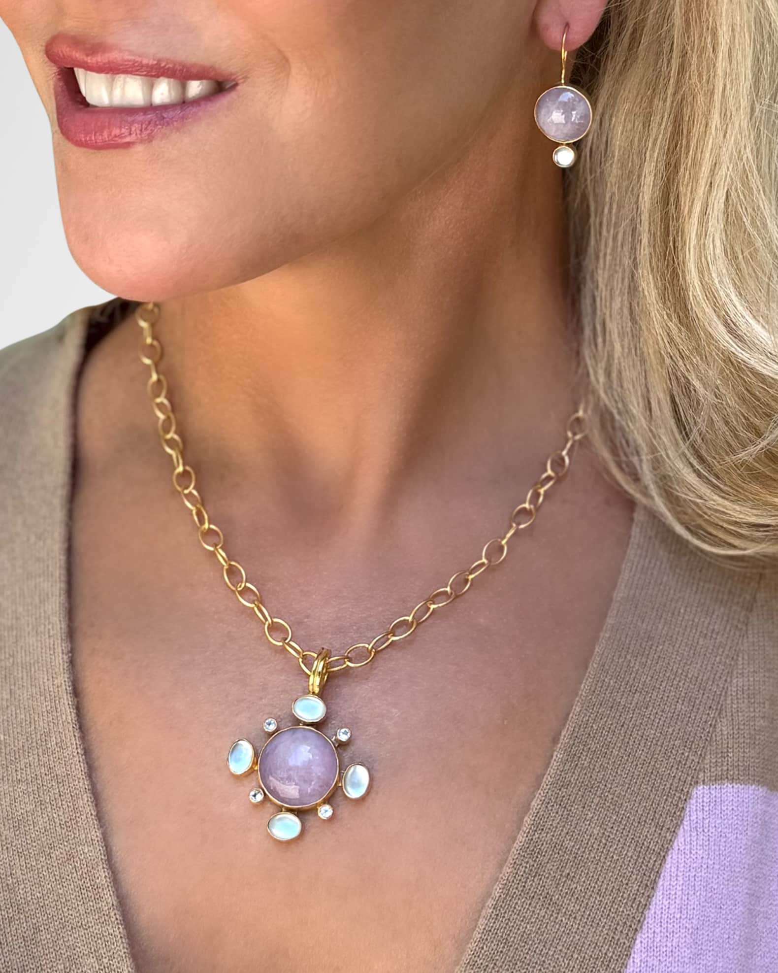Dina Mackney Kunzite and Mother of Pearl Pendant Necklace | Neiman Marcus