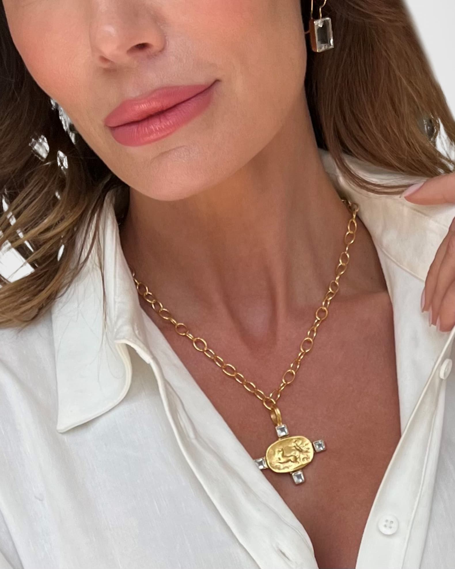 Dina Mackney Chariot and White Topaz Pendant Necklace | Neiman Marcus