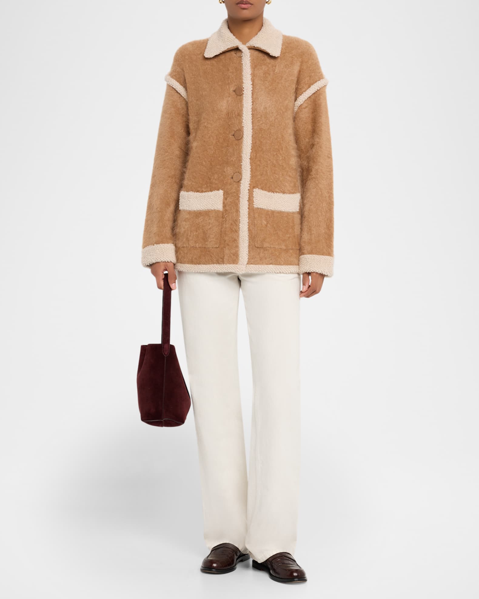 Guest in Residence Grizzly Shearling-Trim Cashmere Jacket | Neiman Marcus