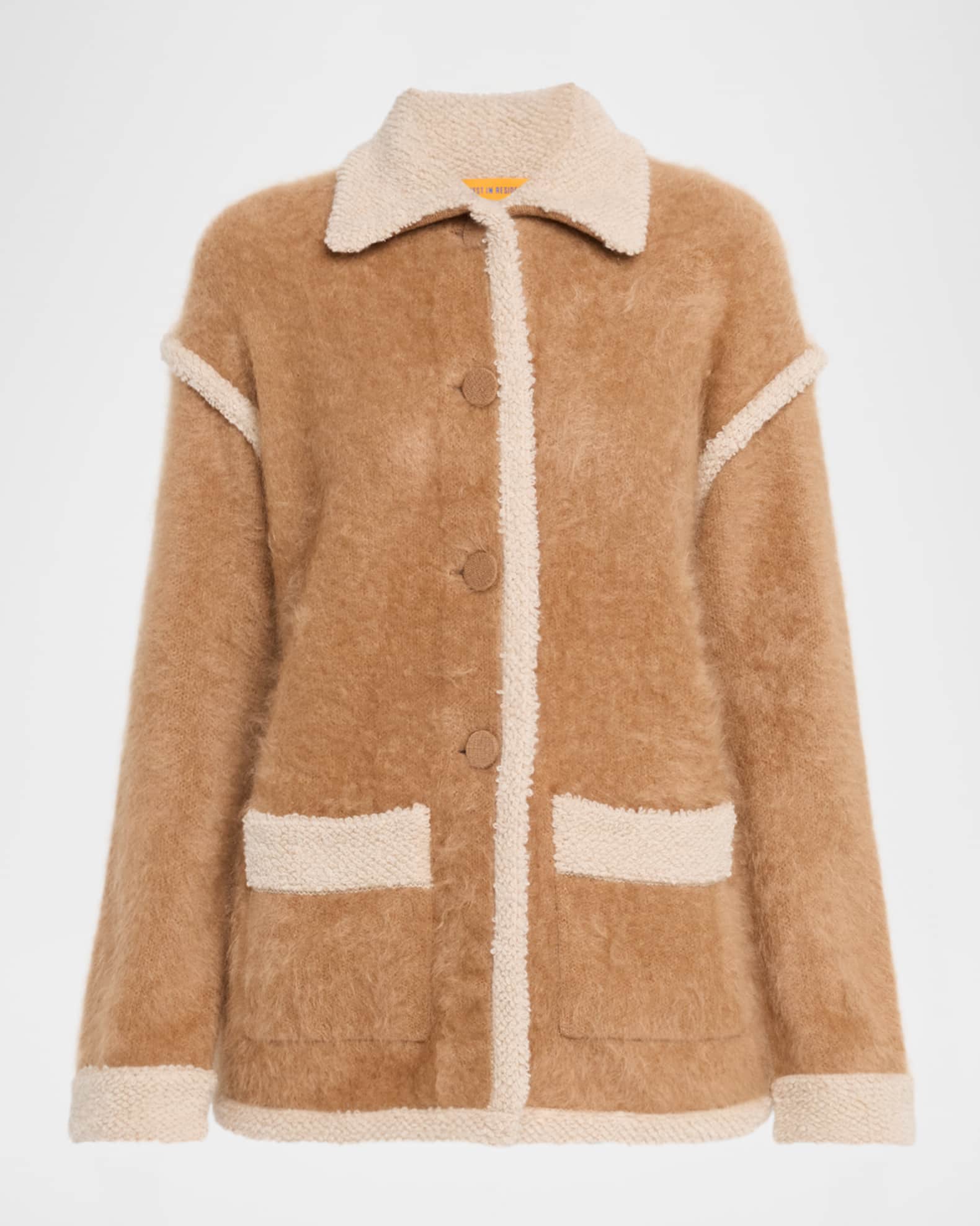 Guest in Residence Grizzly Shearling-Trim Cashmere Jacket | Neiman Marcus