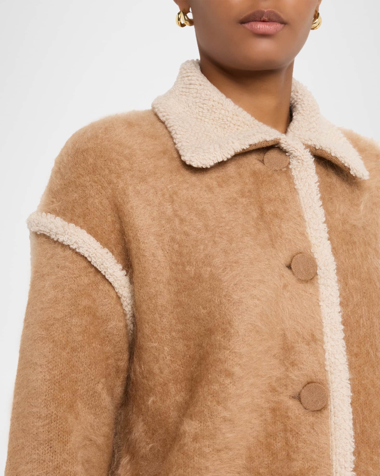 Guest in Residence Grizzly Shearling-Trim Cashmere Jacket | Neiman Marcus