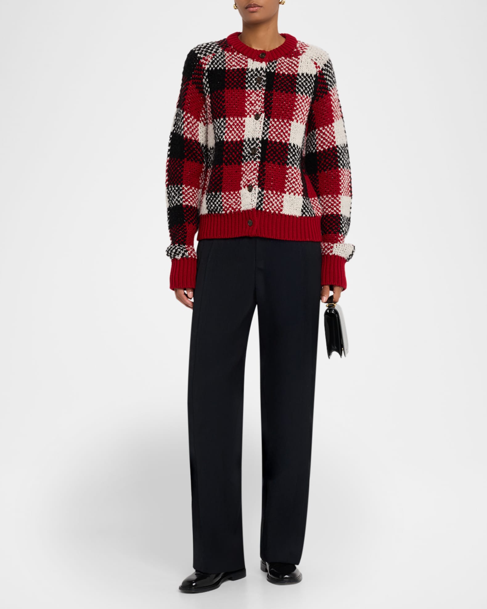 Guest in Residence Buffalo Plaid Cashmere-Wool Cardigan | Neiman Marcus