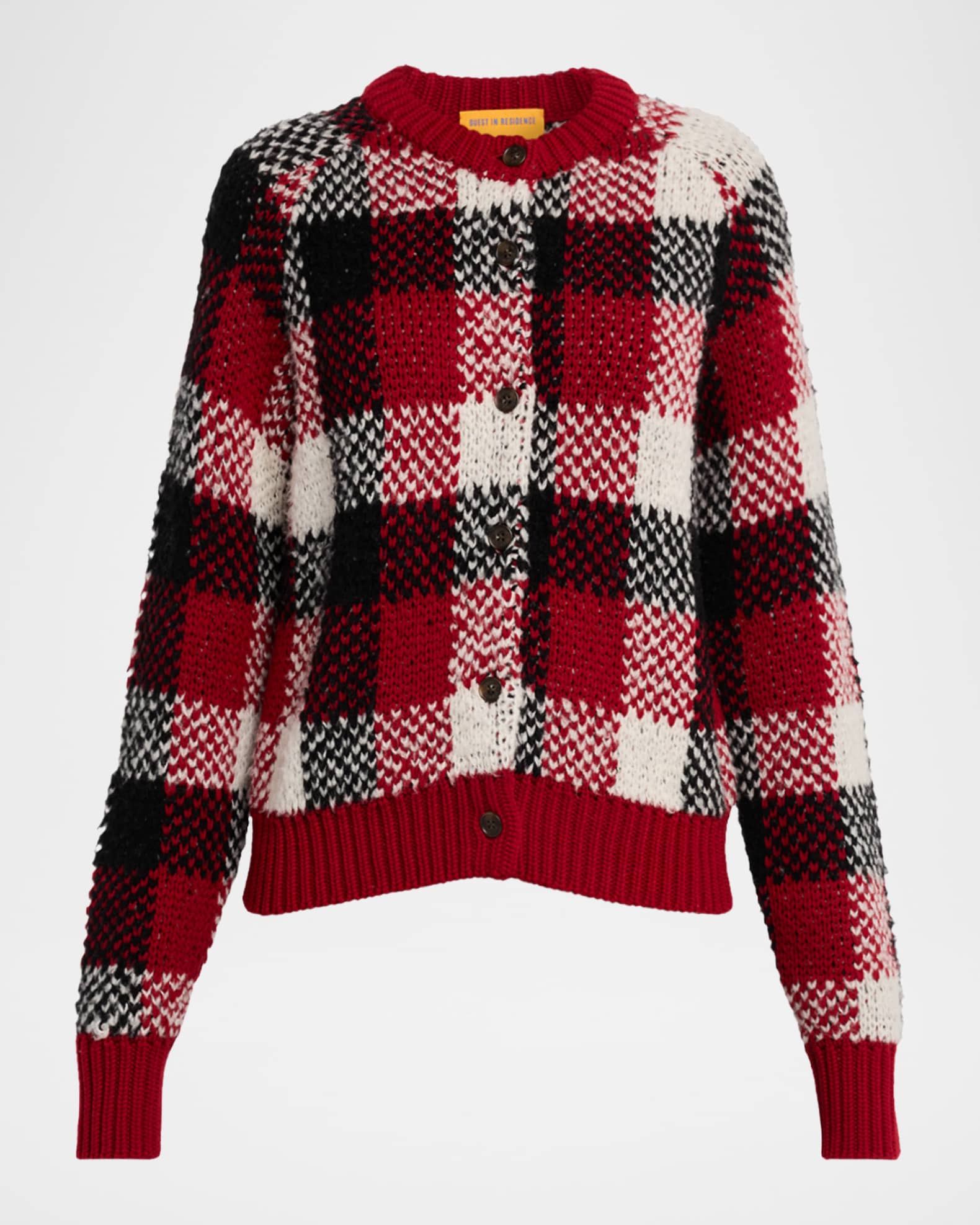 Guest in Residence Buffalo Plaid Cashmere-Wool Cardigan | Neiman Marcus
