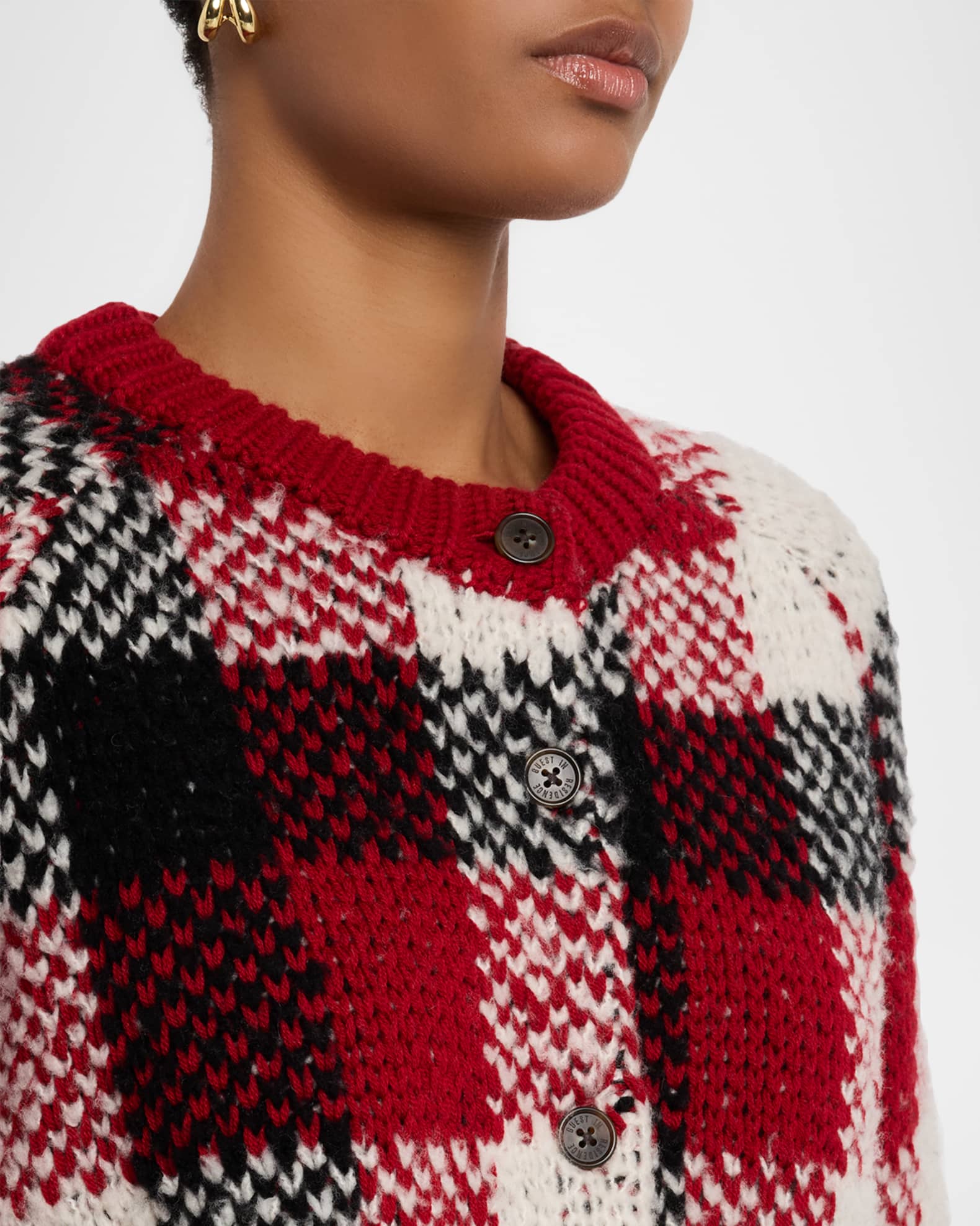 Guest in Residence Buffalo Plaid Cashmere-Wool Cardigan | Neiman Marcus