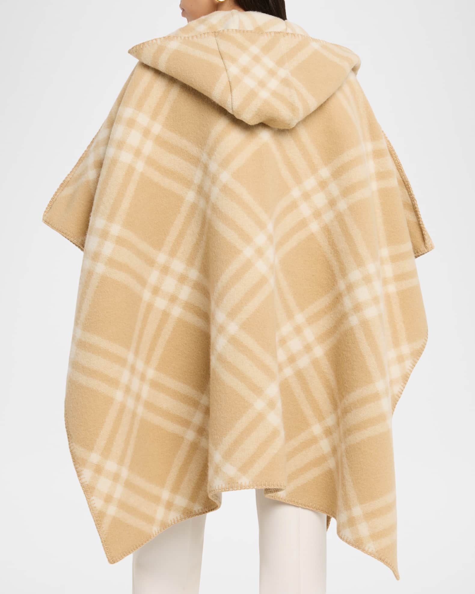 Burberry Catherine Reversible Wool Check EKD Cape | Neiman Marcus