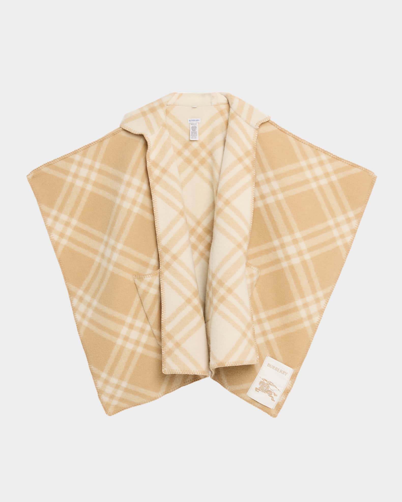 Burberry Catherine Reversible Wool Check EKD Cape | Neiman Marcus