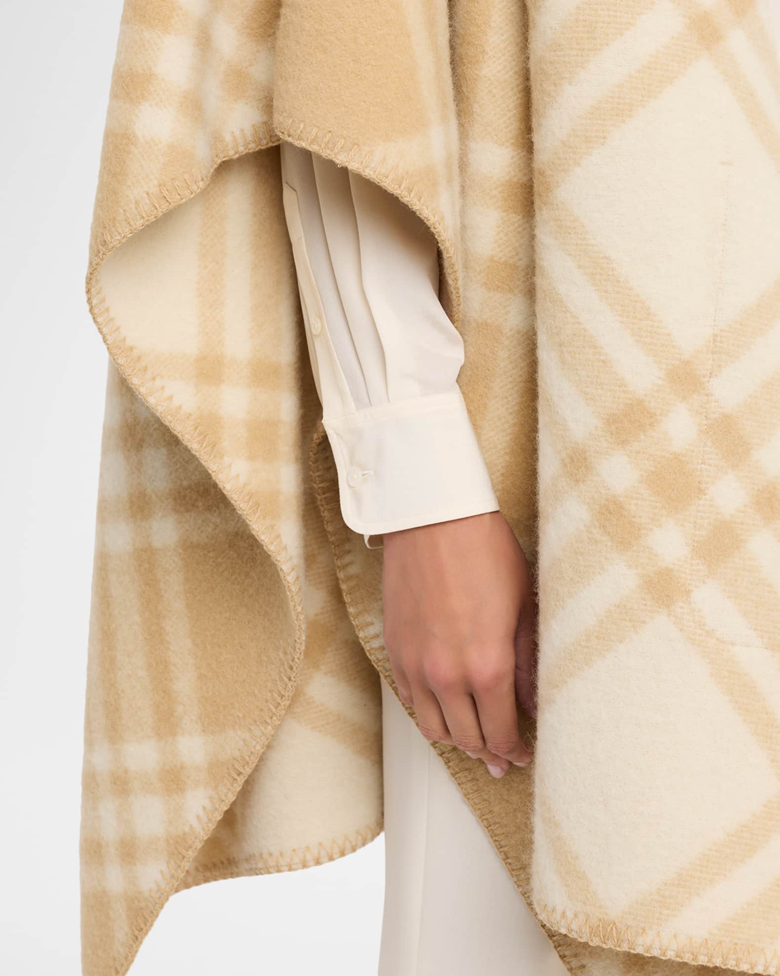 Burberry Catherine Reversible Wool Check EKD Cape | Neiman Marcus