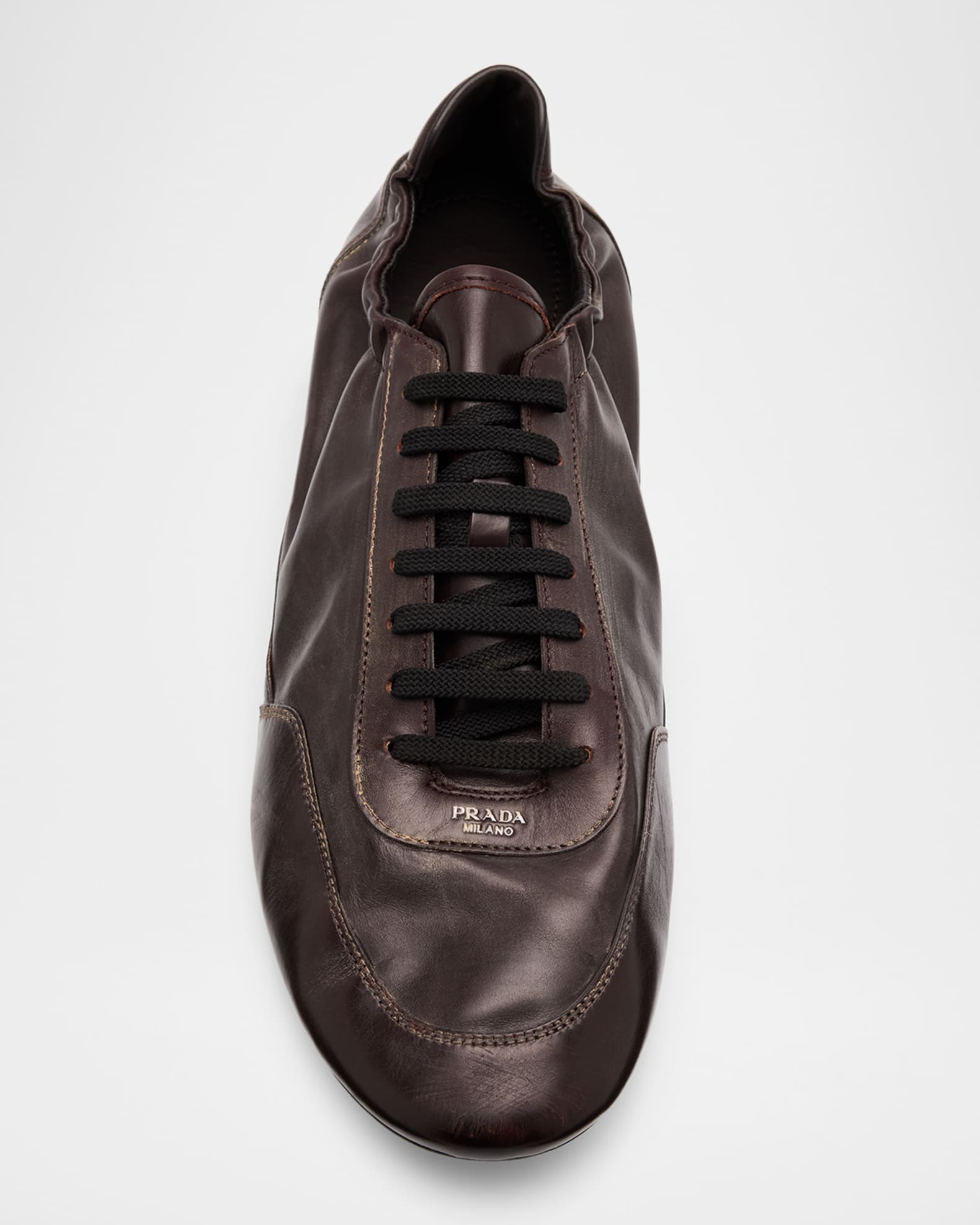 Prada Men's Collapse Leather Sneakers | Neiman Marcus