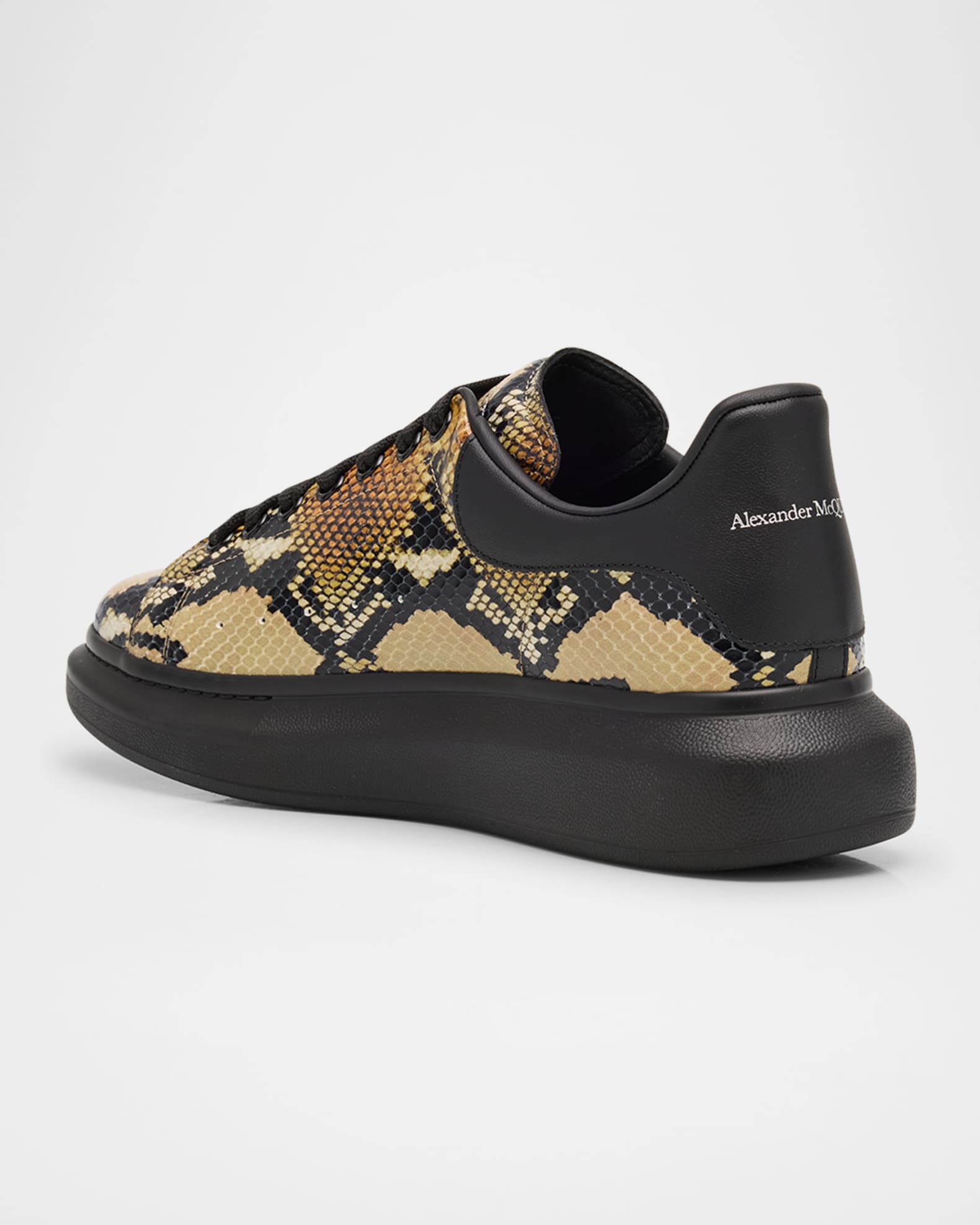 McQueen Men's Oversized Python-Effect Leather Sneakers | Neiman Marcus