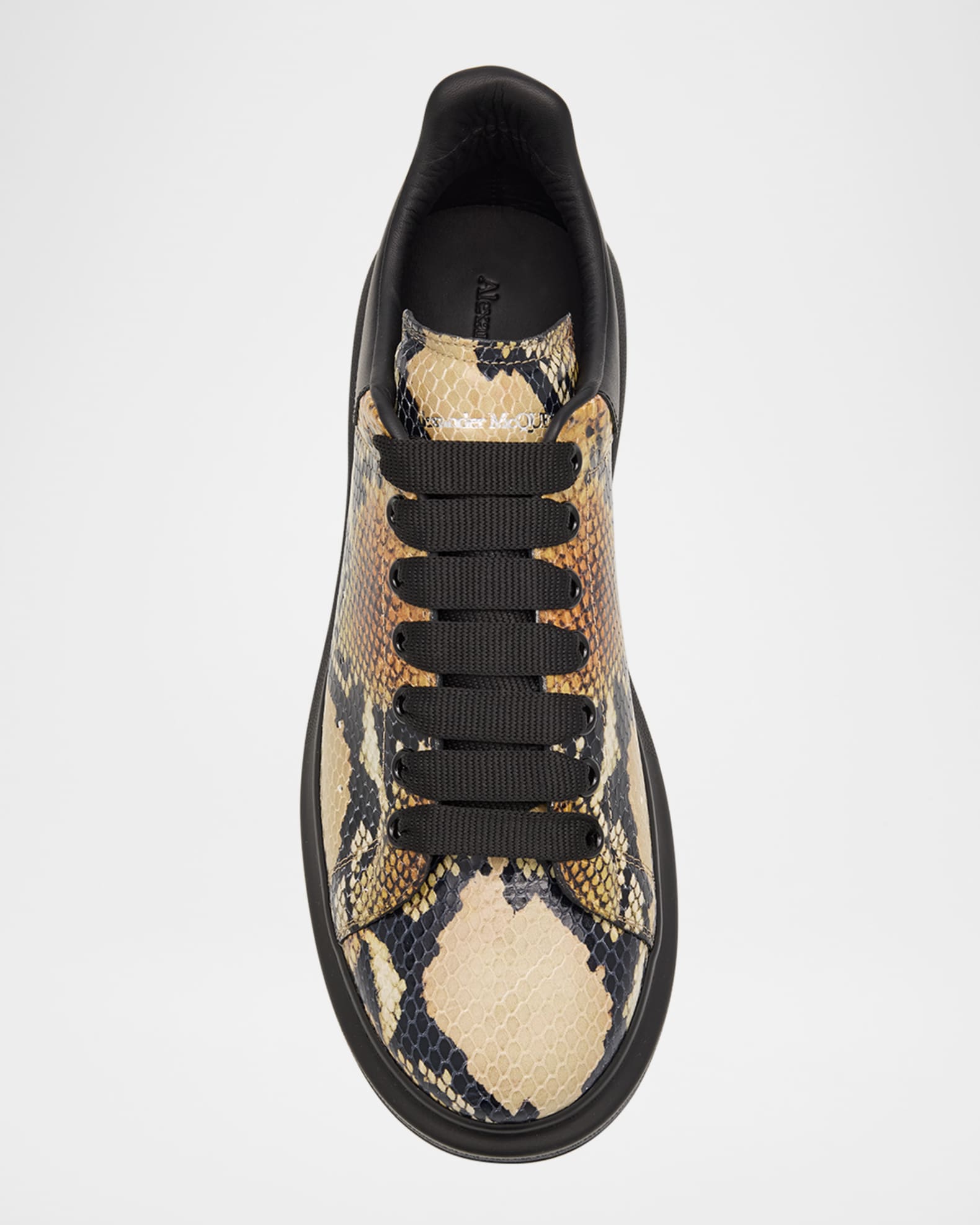 McQueen Men's Oversized Python-Effect Leather Sneakers | Neiman Marcus