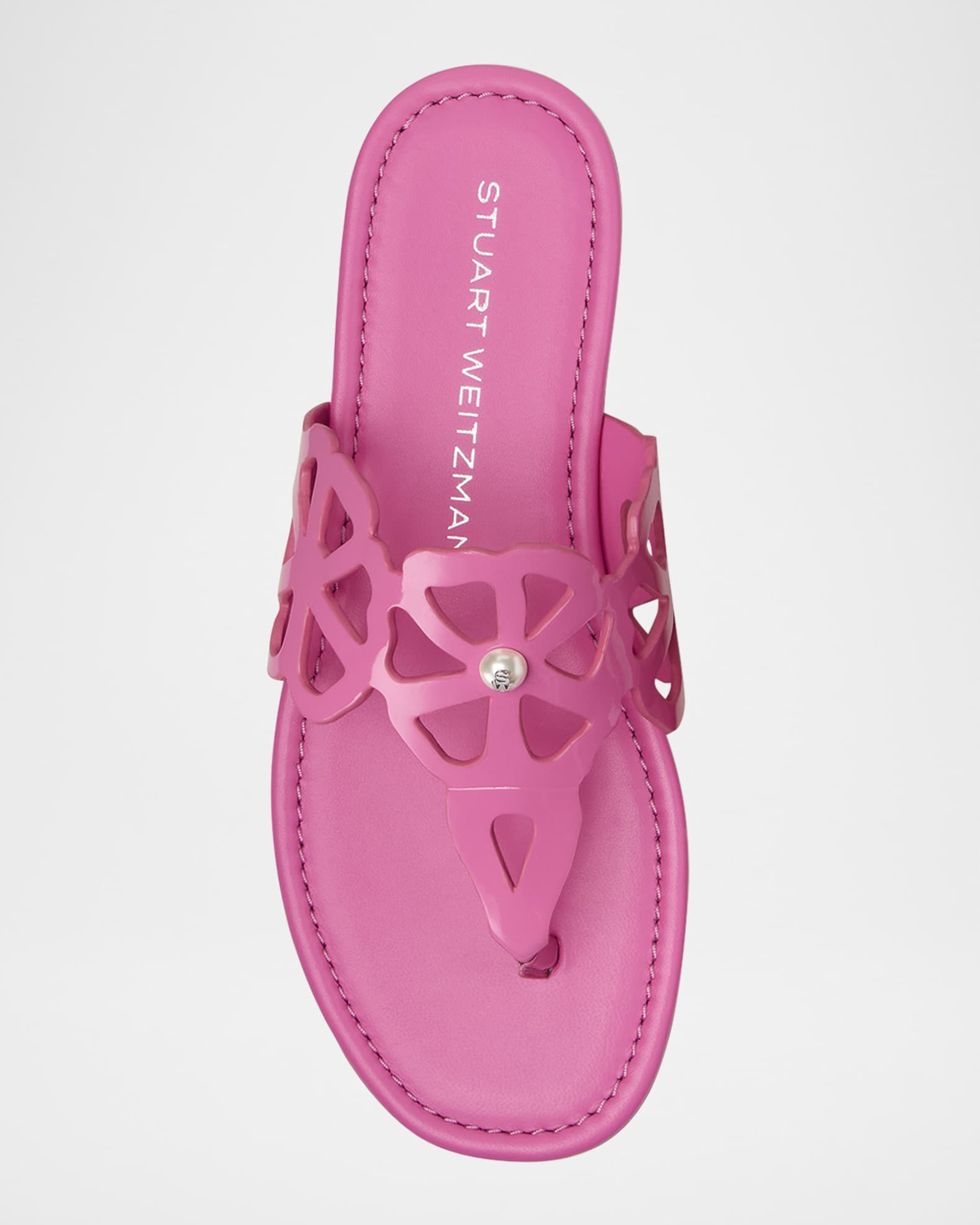 Stuart Weitzman Jasmine Patent Cutout Thong Sandals | Neiman Marcus