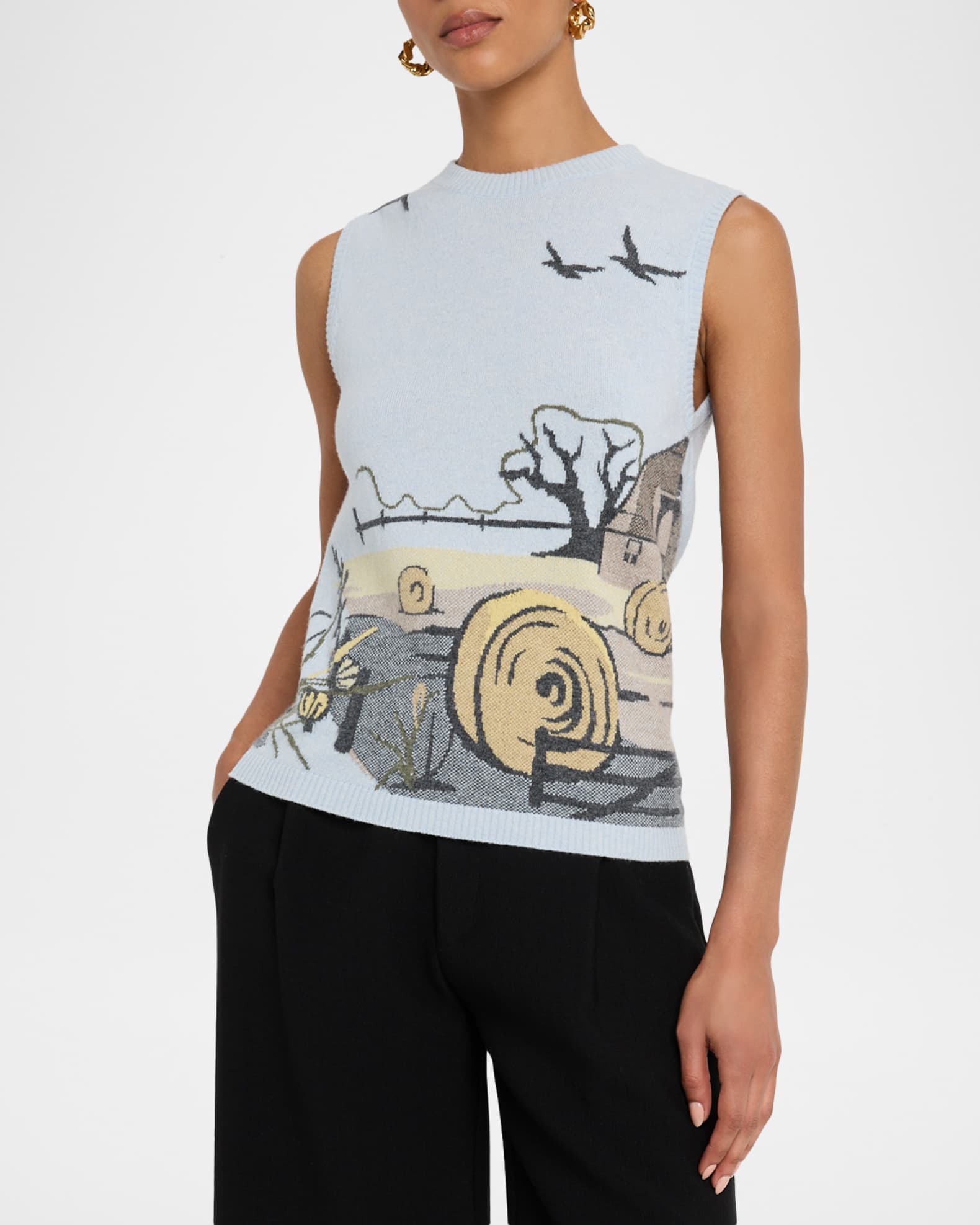 Thom Browne Seasonal Scenic Cashmere Jersey Shell Top | Neiman Marcus