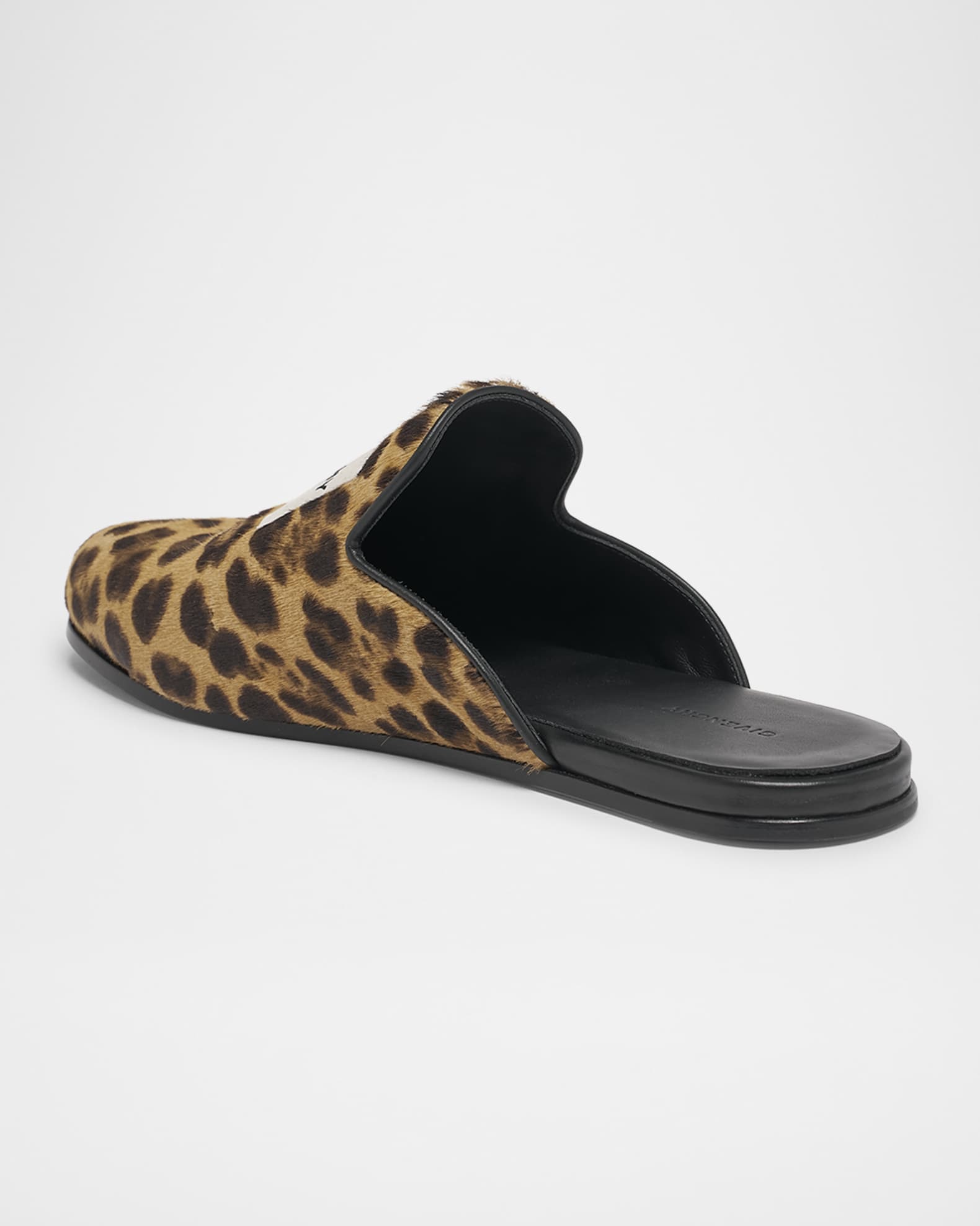Givenchy Label Lounge Leopard Calf Hair Mules | Neiman Marcus