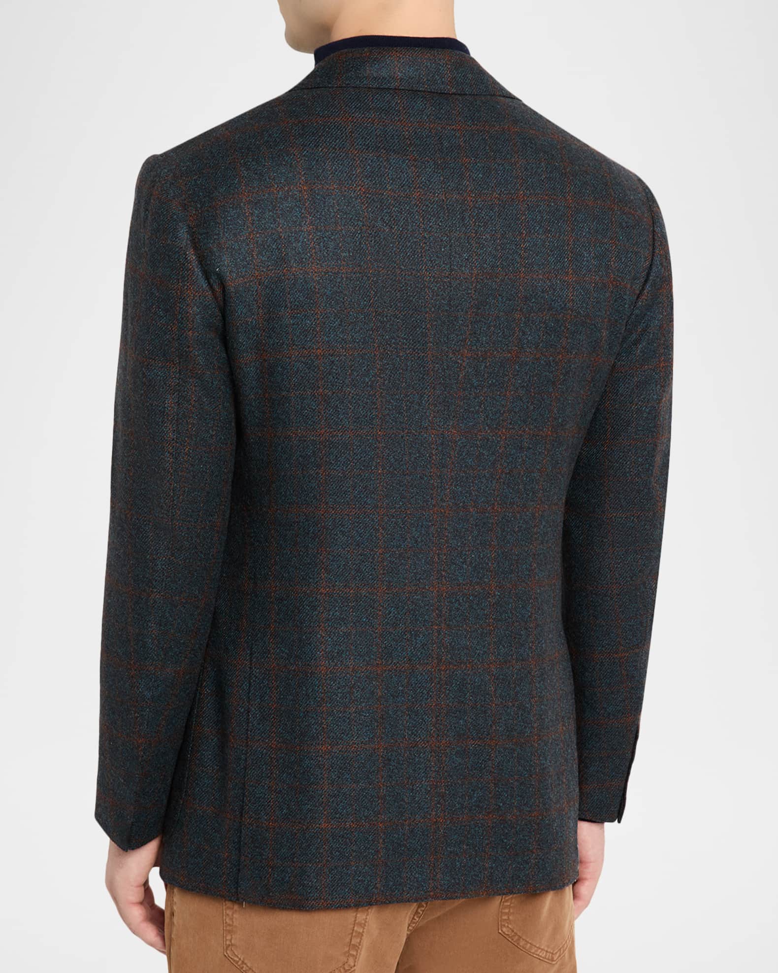 Cesare Attolini Men's Plaid Cashmere Two-Button Jacket | Neiman Marcus