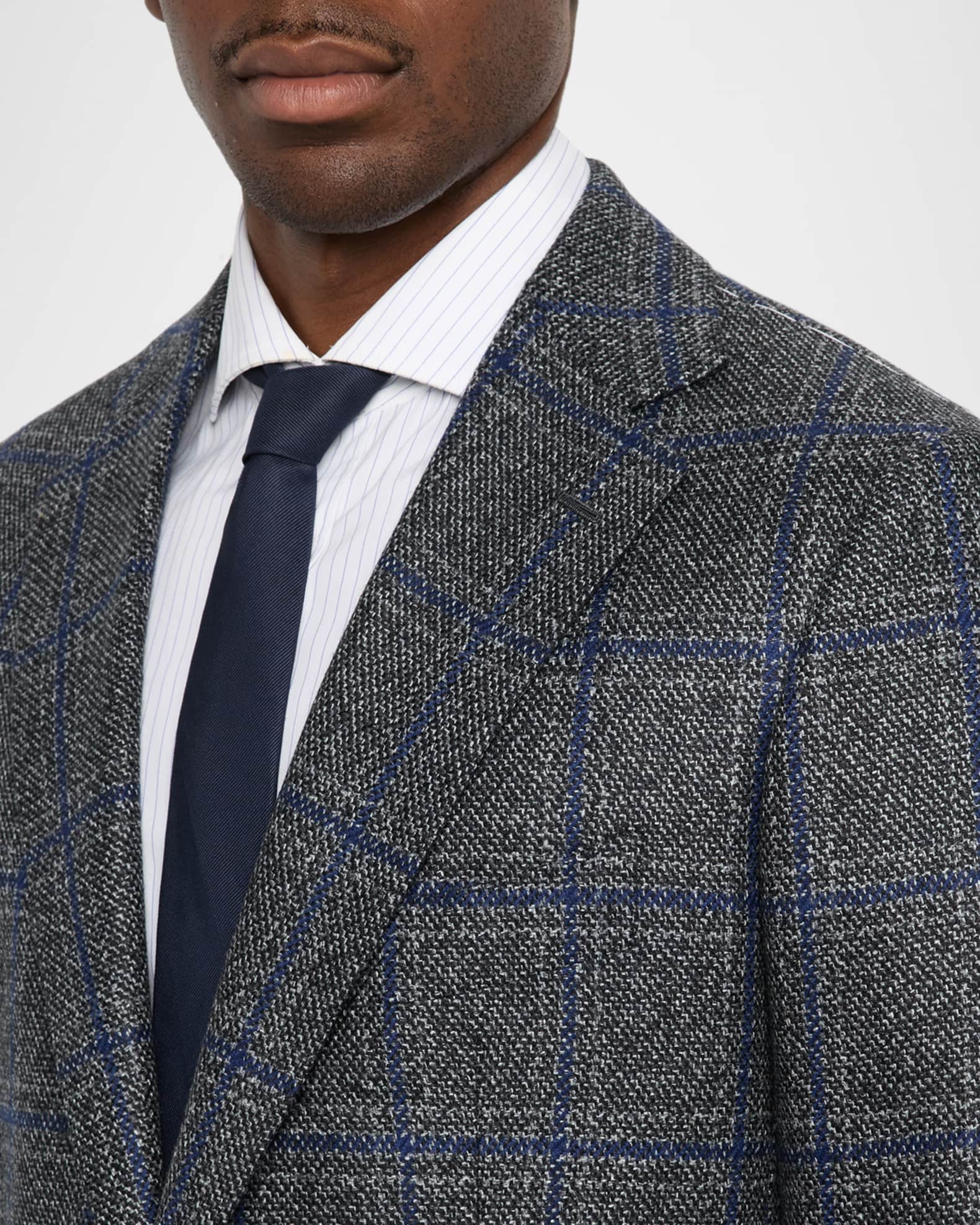 Cesare Attolini Men's Windowpane Wool Two-Button Jacket | Neiman Marcus