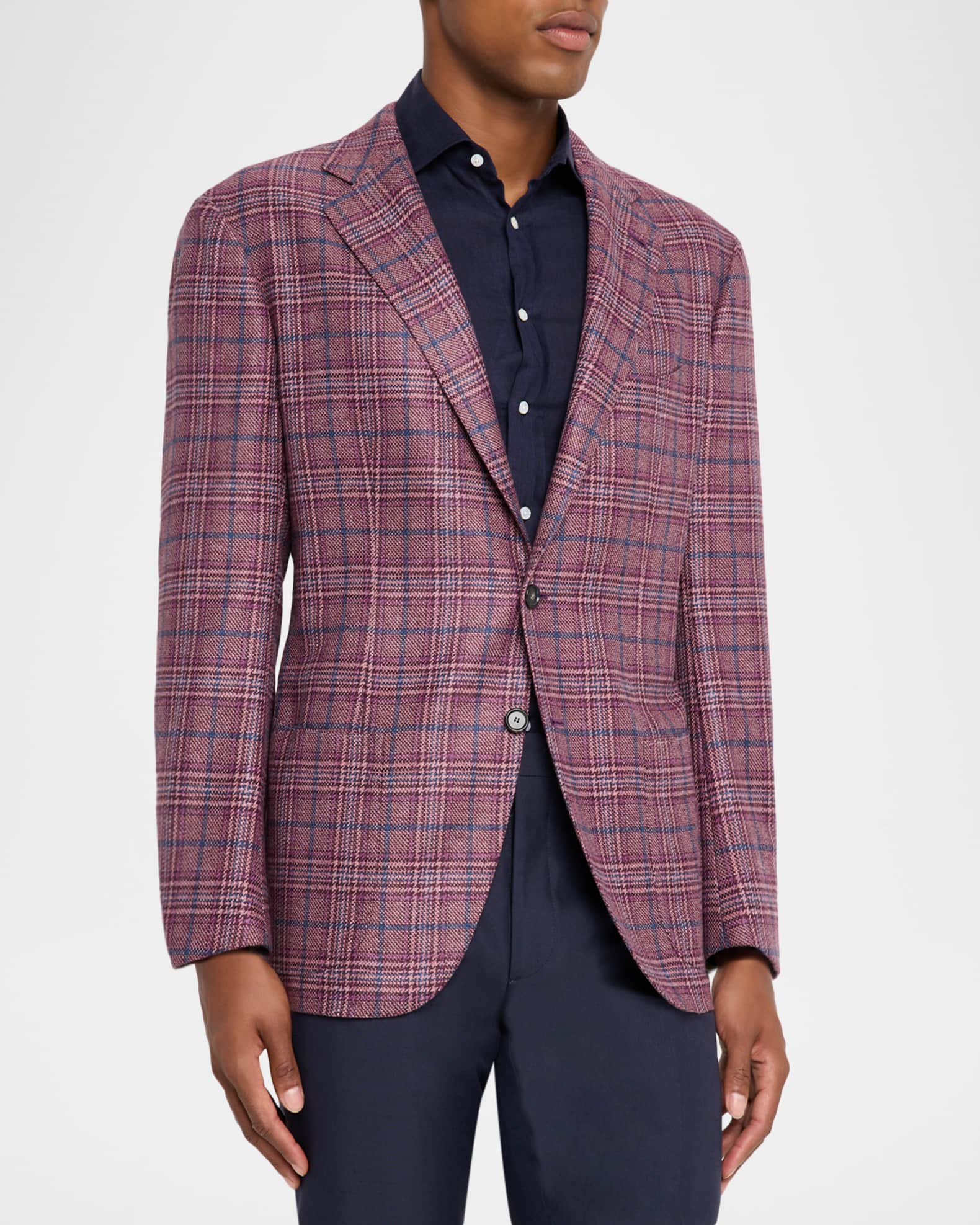 Cesare Attolini Men's Cashmere Windowpane Check Sport Coat | Neiman Marcus