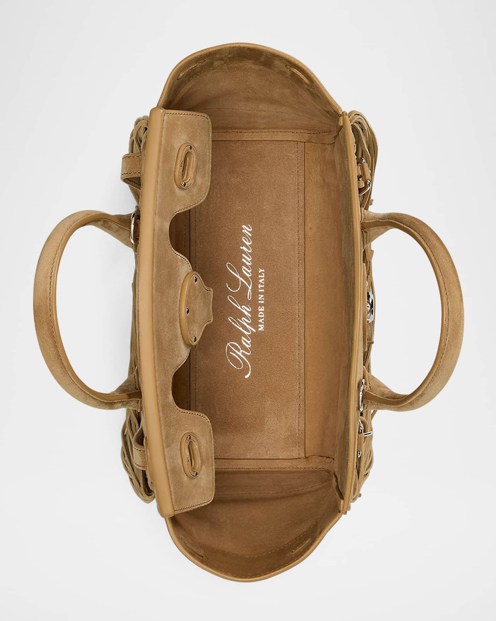 Ralph Lauren Collection Soft Ricky 27 Fringe-Trim Calf-Suede Top-Handle ...