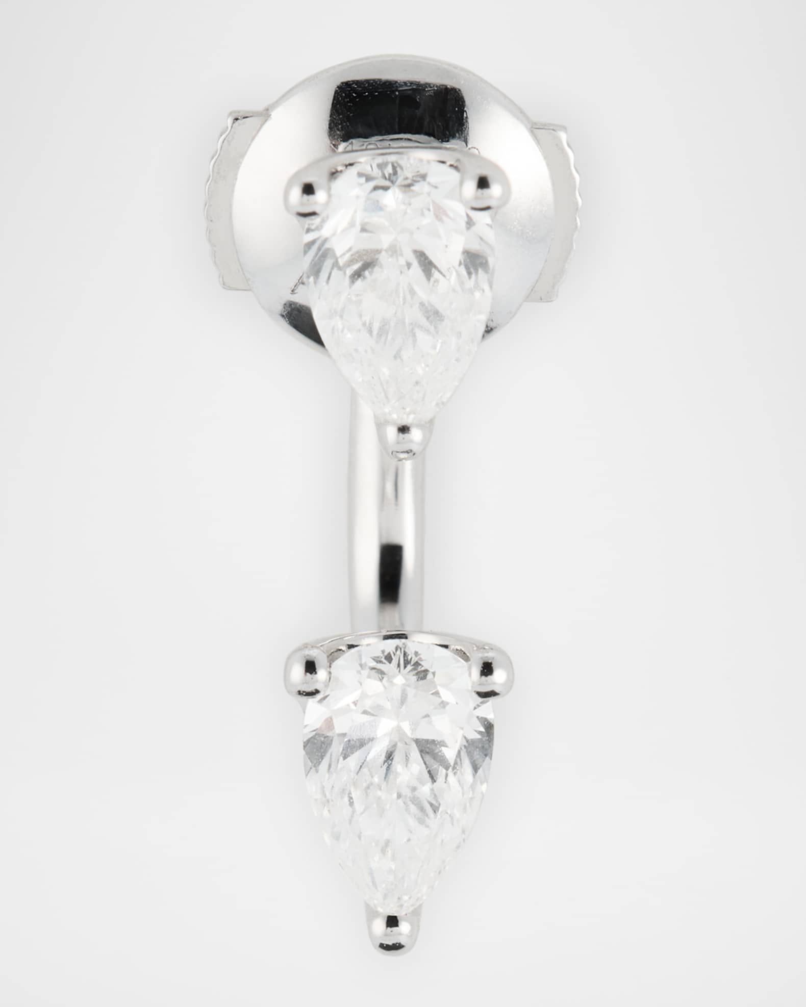 Anita Ko 18K White Gold Large Pear Diamond Orbit Earring, Single | Neiman Marcus