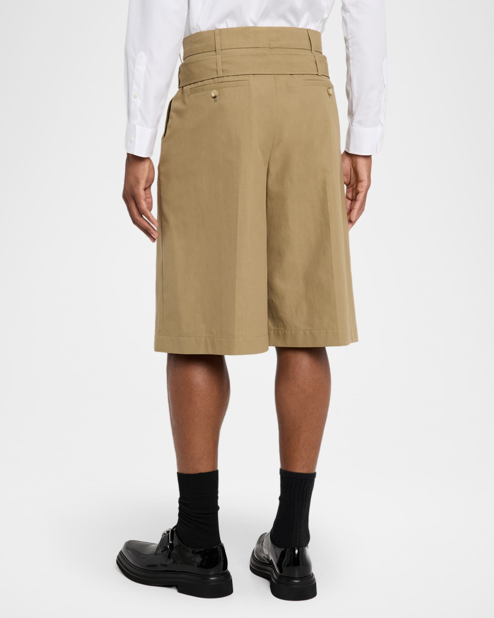 Simone Rocha Men's Wide-Leg Multi-Belt Loop Shorts | Neiman Marcus