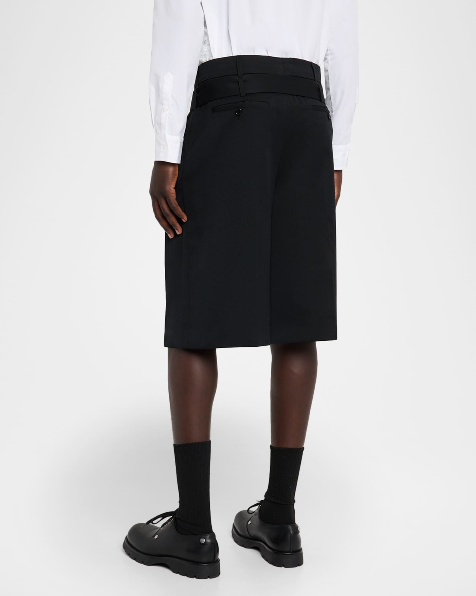 Simone Rocha Men's Wide-Leg Multi-Belt Loop Shorts | Neiman Marcus