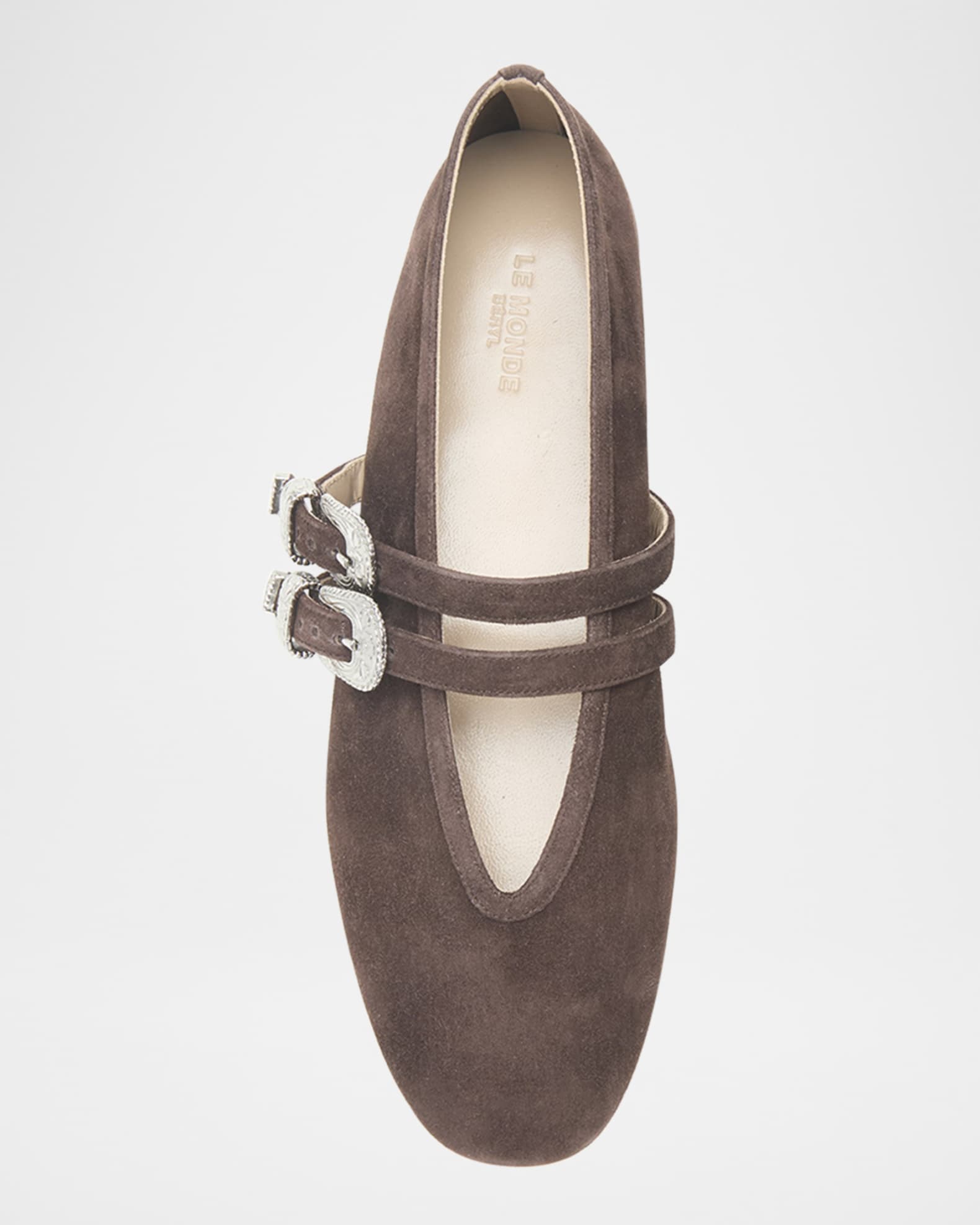 Le Monde Beryl Claudia Suede Western-Buckle Ballerina Flats | Neiman Marcus