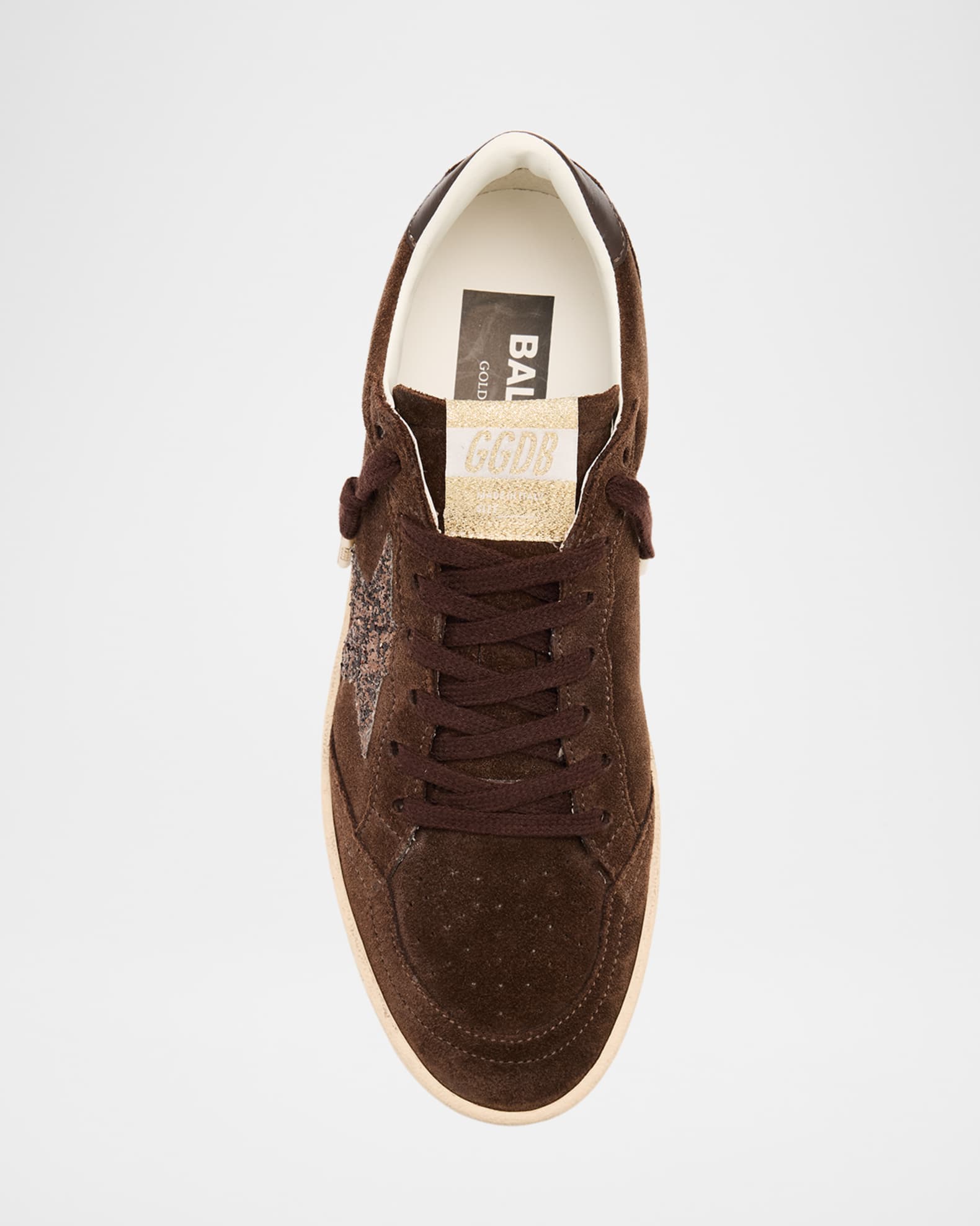 Golden Goose Ball Star Suede Glitter-Star Low-Top Sneakers | Neiman Marcus